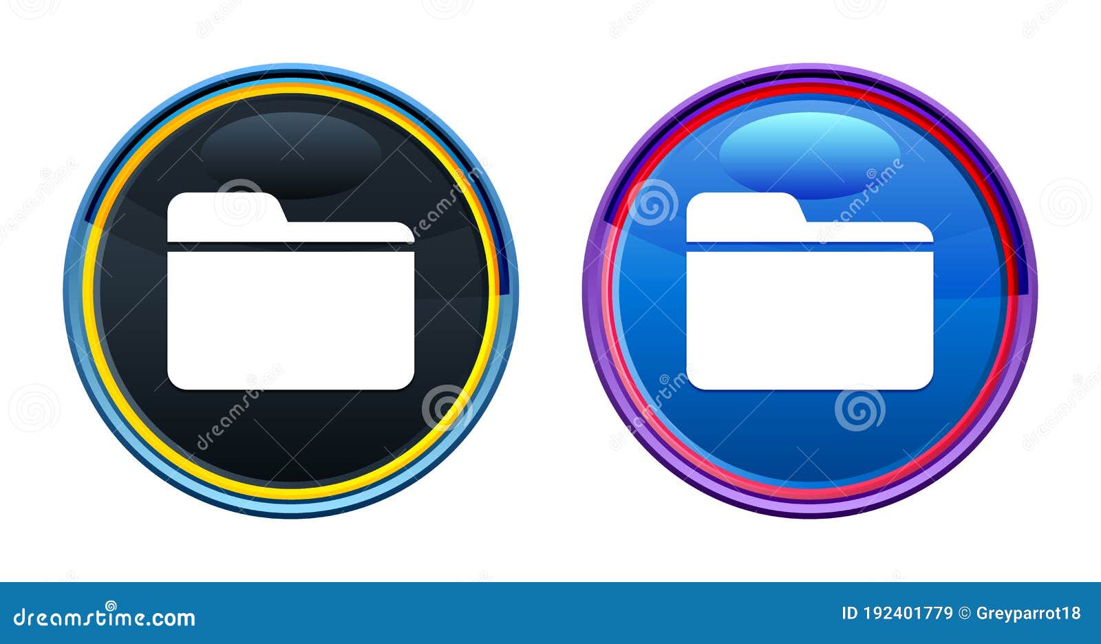 Folder Icon Artistic Glassy Round Buton Set Illustration Stock Vector ...