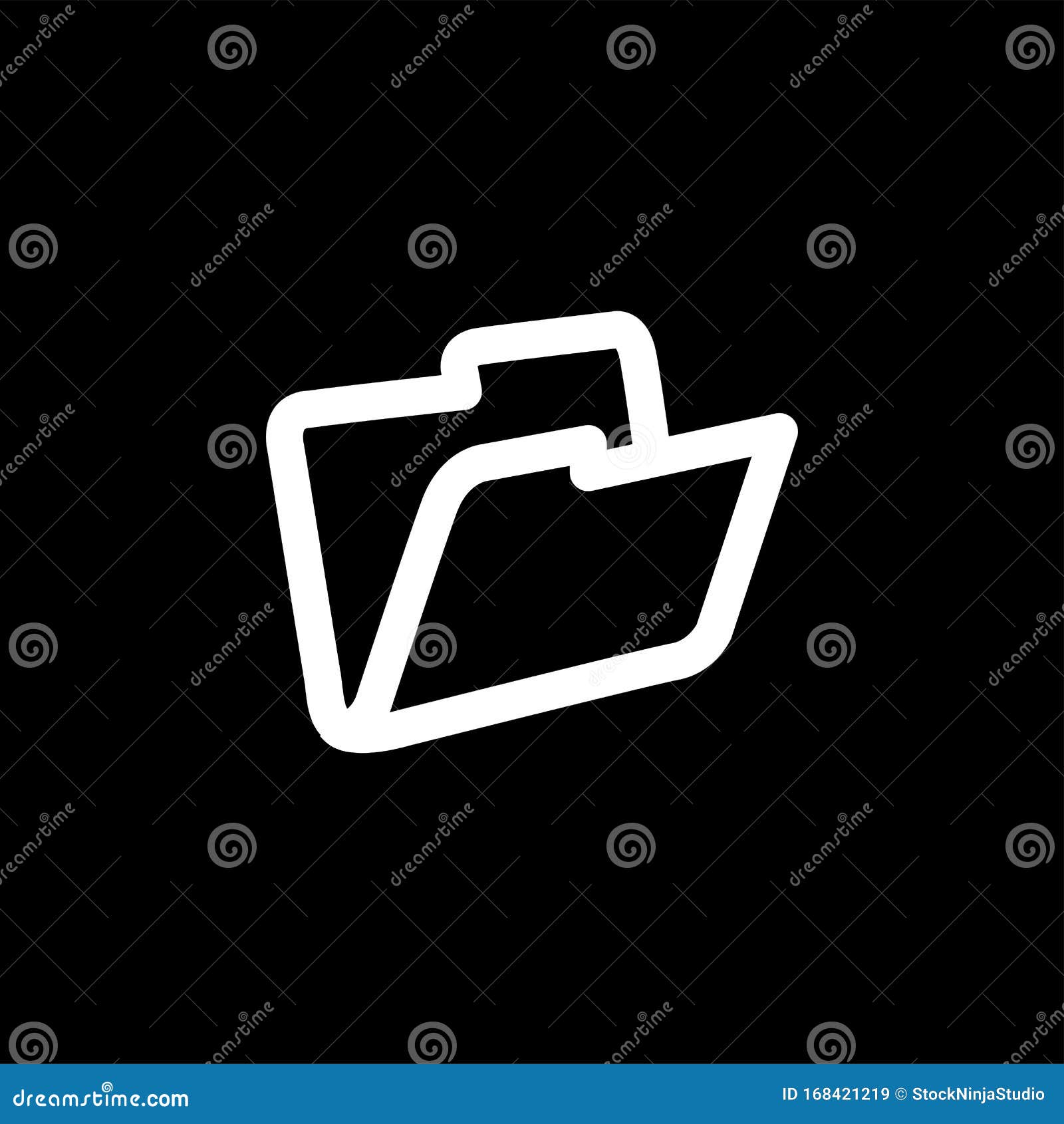 Folder Icon on Black Background. Black Flat Style Vector Illustration ...