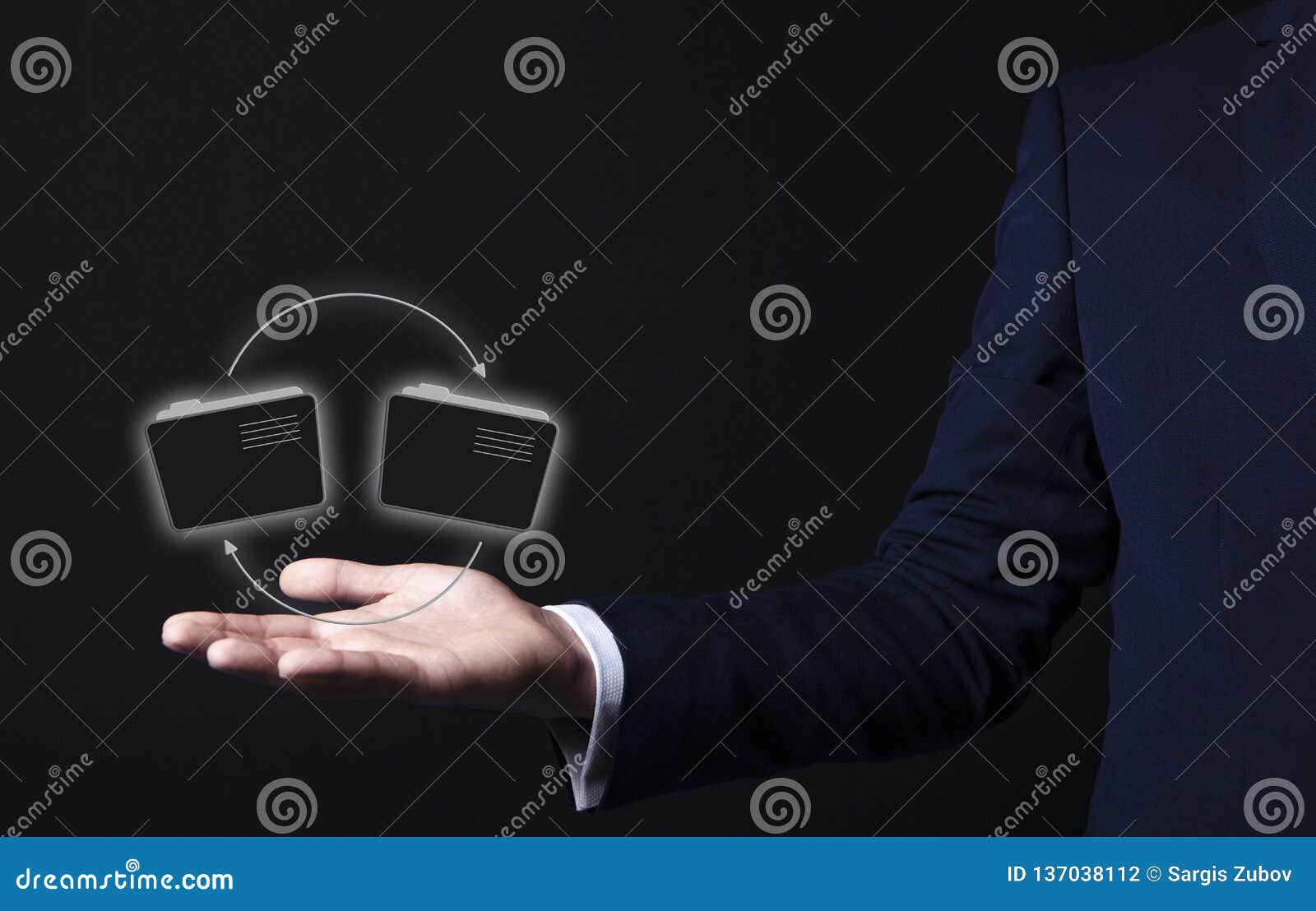 Folder Icon in Businessman Hand Stock Photo - Image of icon, hand ...