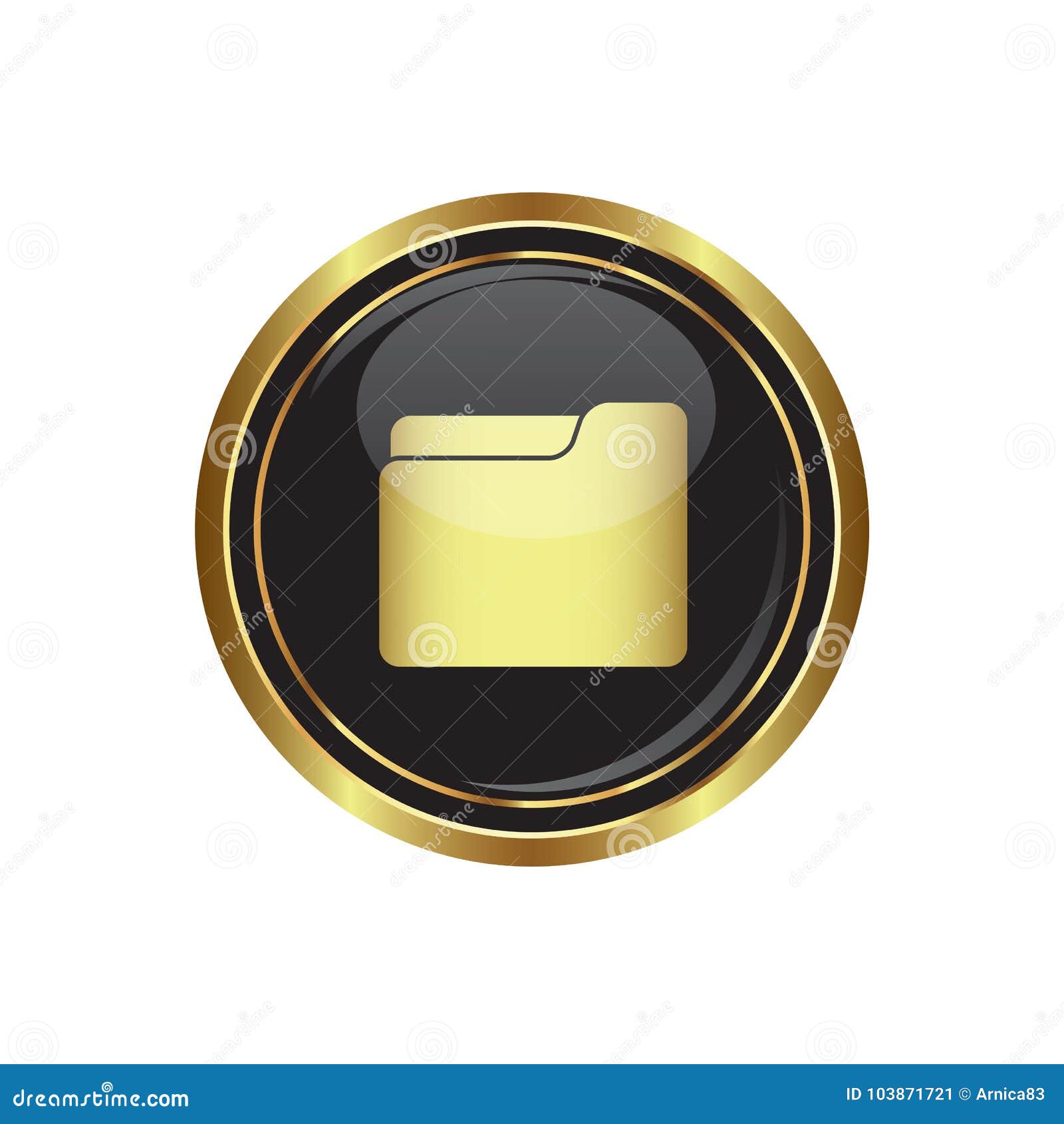 Folder icon on the button stock vector. Illustration of information ...