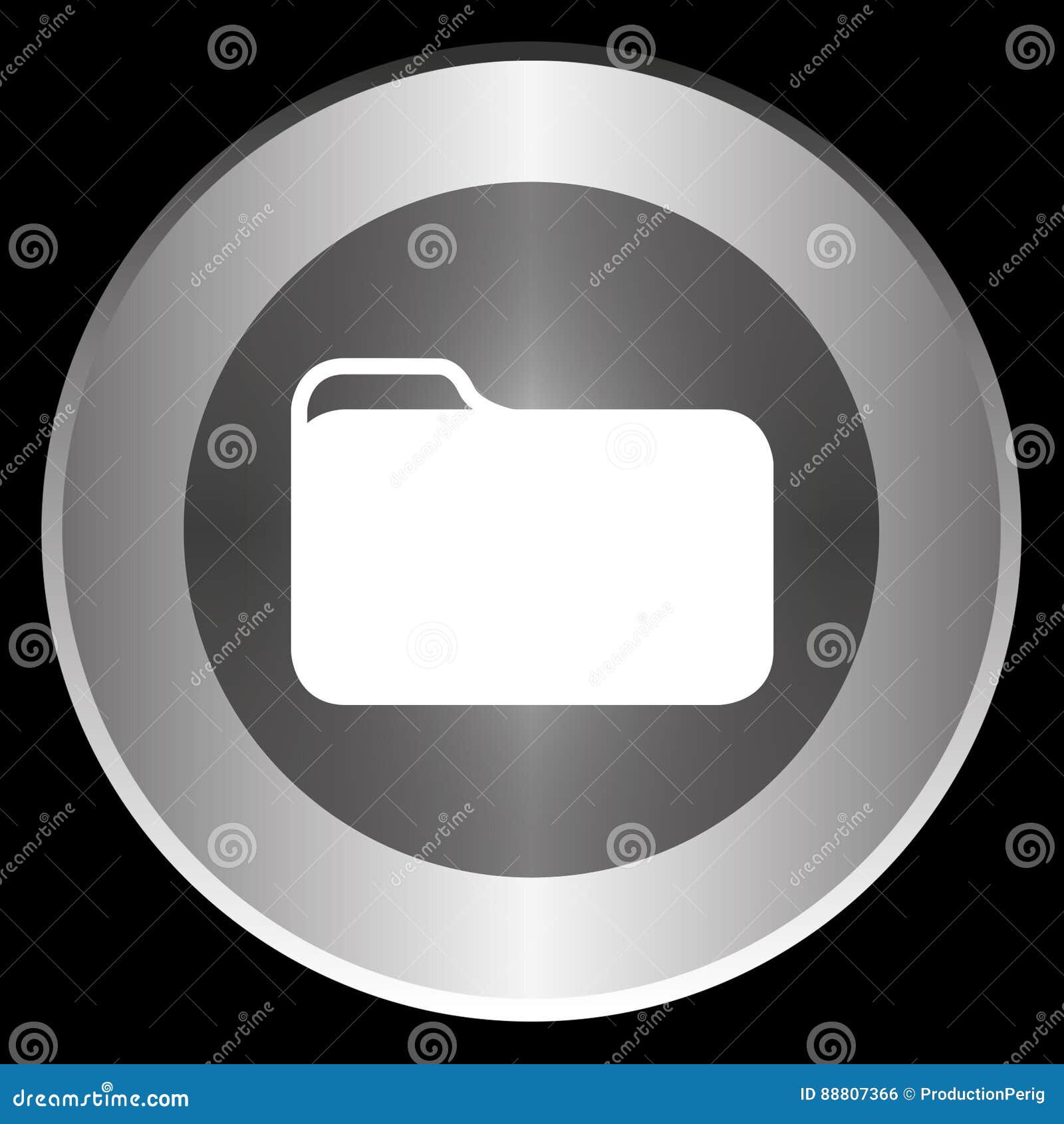Folder Icon on a Circle Isolated on a Black Background Stock Photo ...