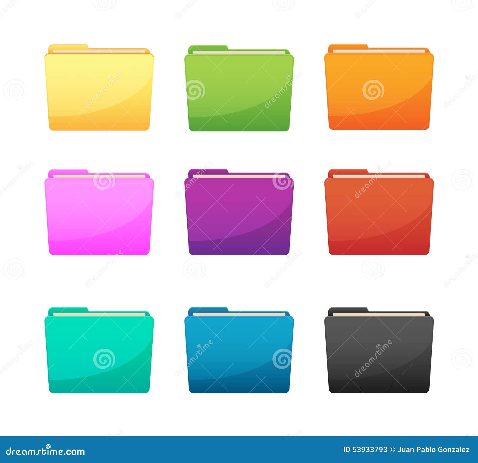 Flat Folder Icon Set With Color Background Cartoon Vector ... Flat Folder Icon Set With Color Background Cartoon Vector ...
