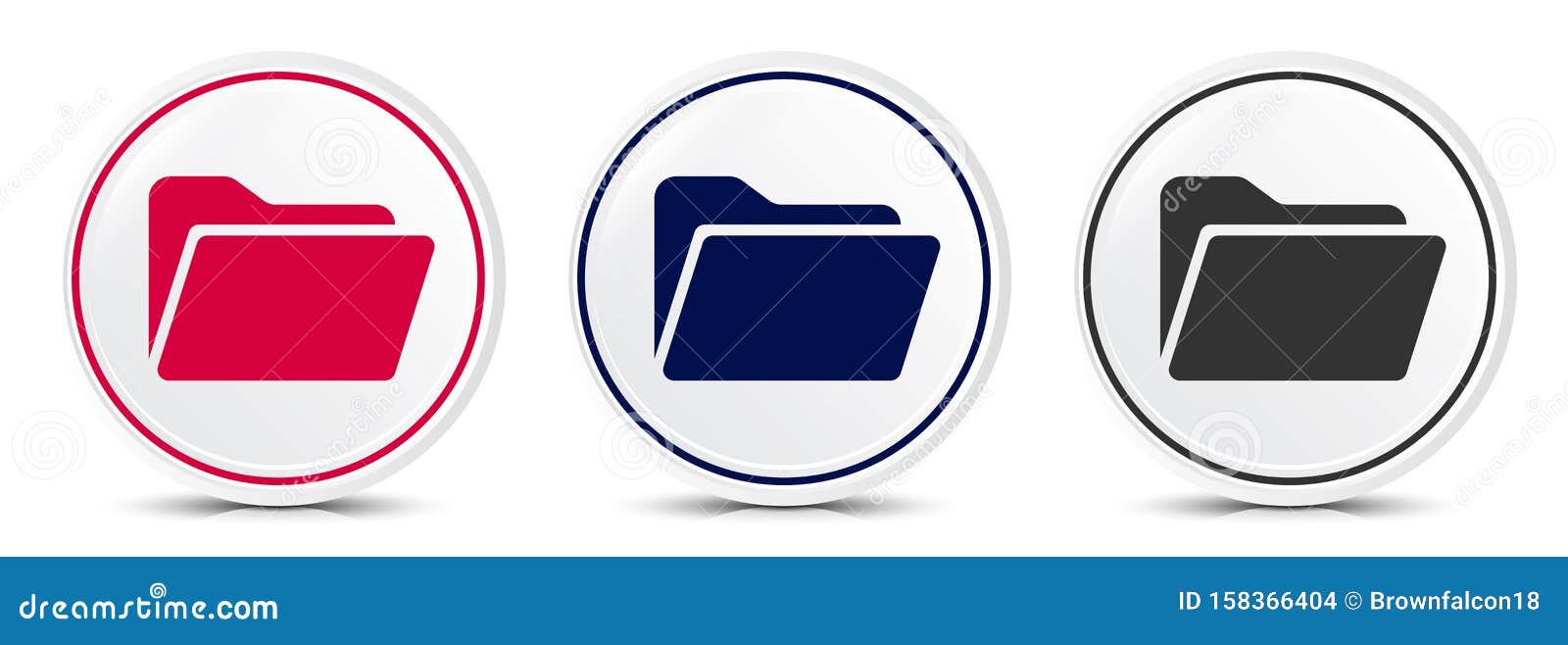 Folder Icon Crystal Flat Round Button Set Illustration Design Stock ...