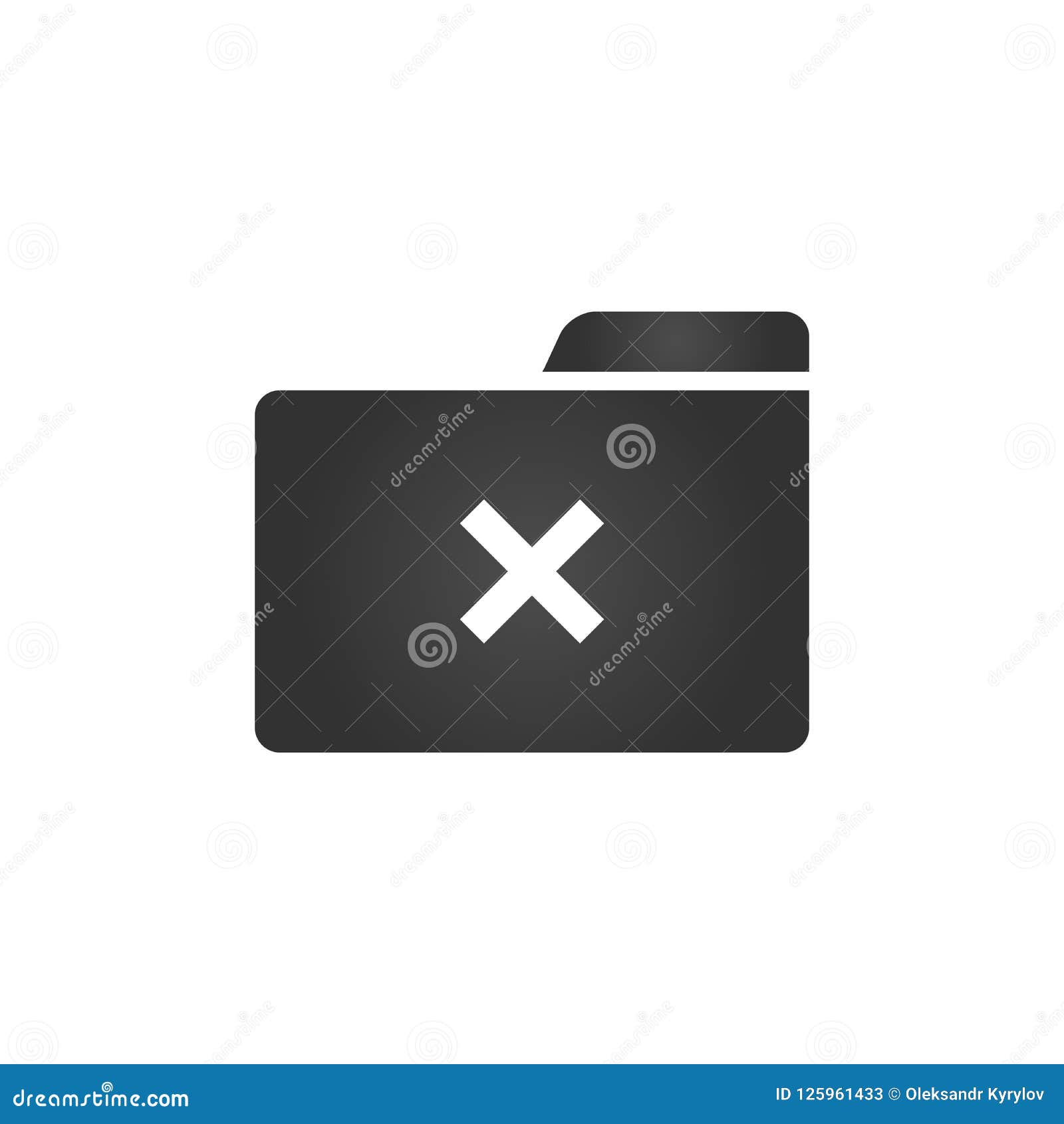 Folder Icon with Delete or Cross Icon in Trendy Flat Style Isolated on ...