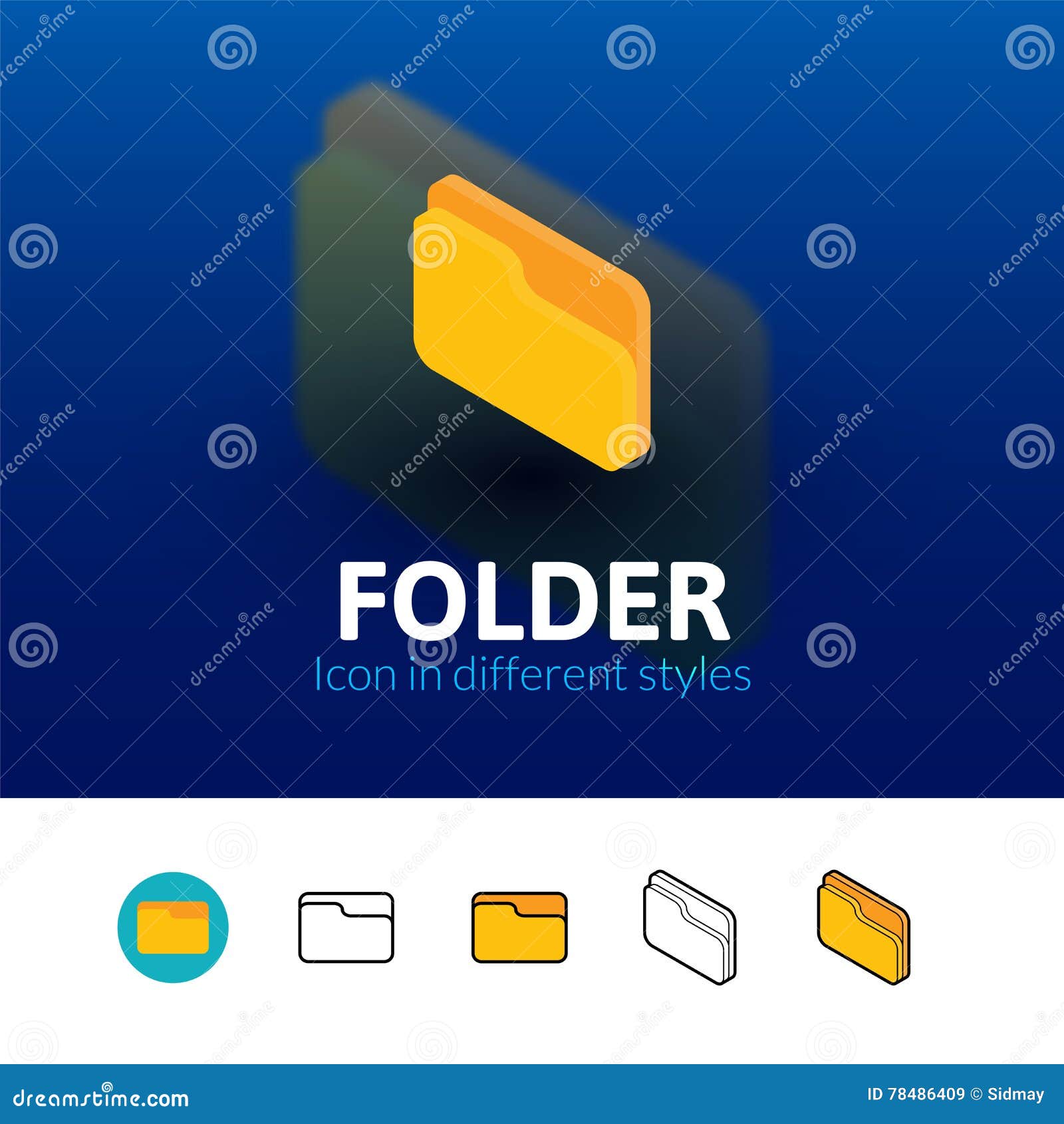 Folder Icon in Different Style Stock Vector - Illustration of paper ...
