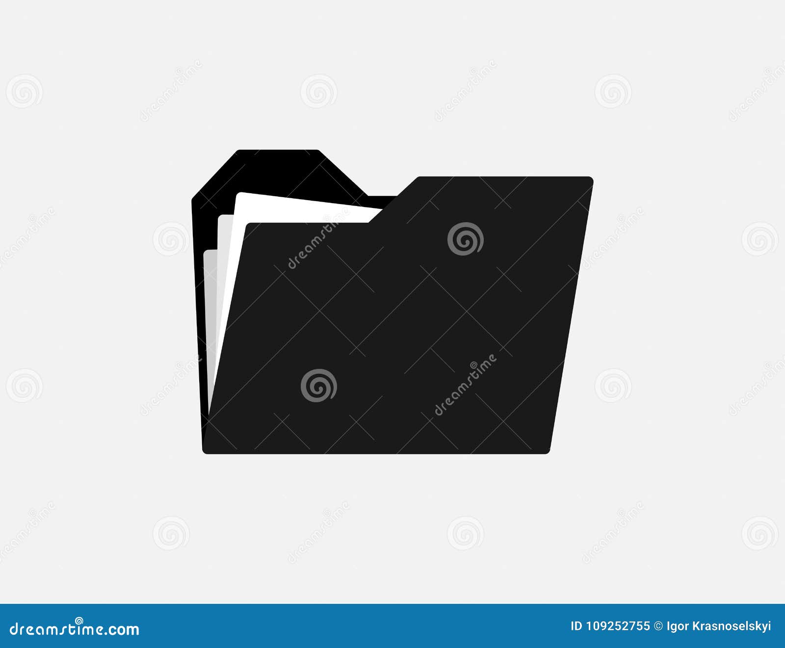 Folder Icon in Flat Design. Folder in Black Color Stock Vector ...