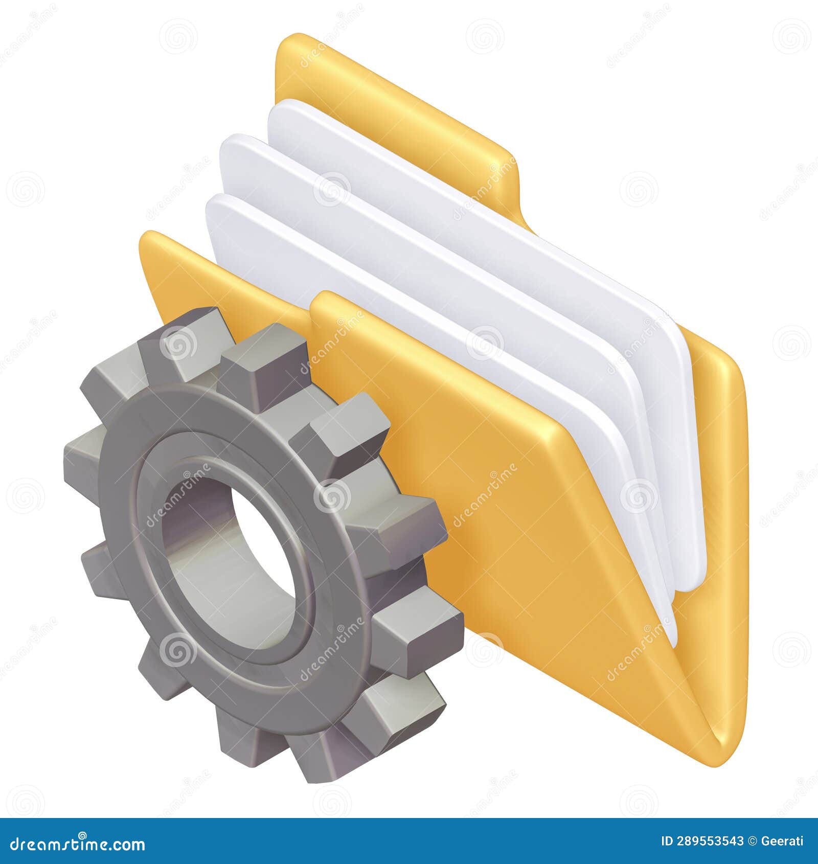 Folder Icon with Gear, Files Setting Up, Clipping Path, 3d Rendering ...