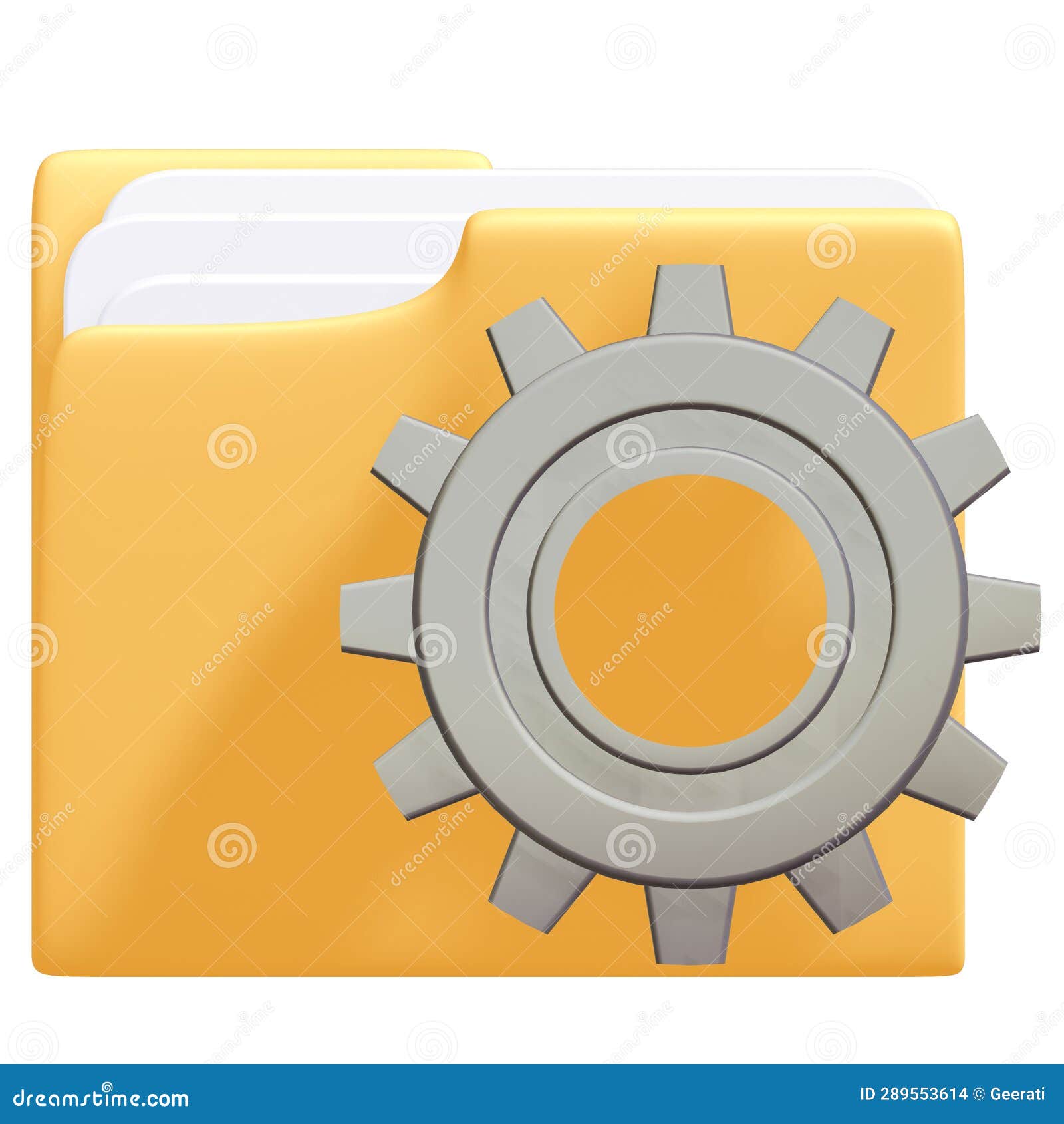 Folder Icon with Gear, Files Setting Up, Clipping Path, 3d Rendering ...