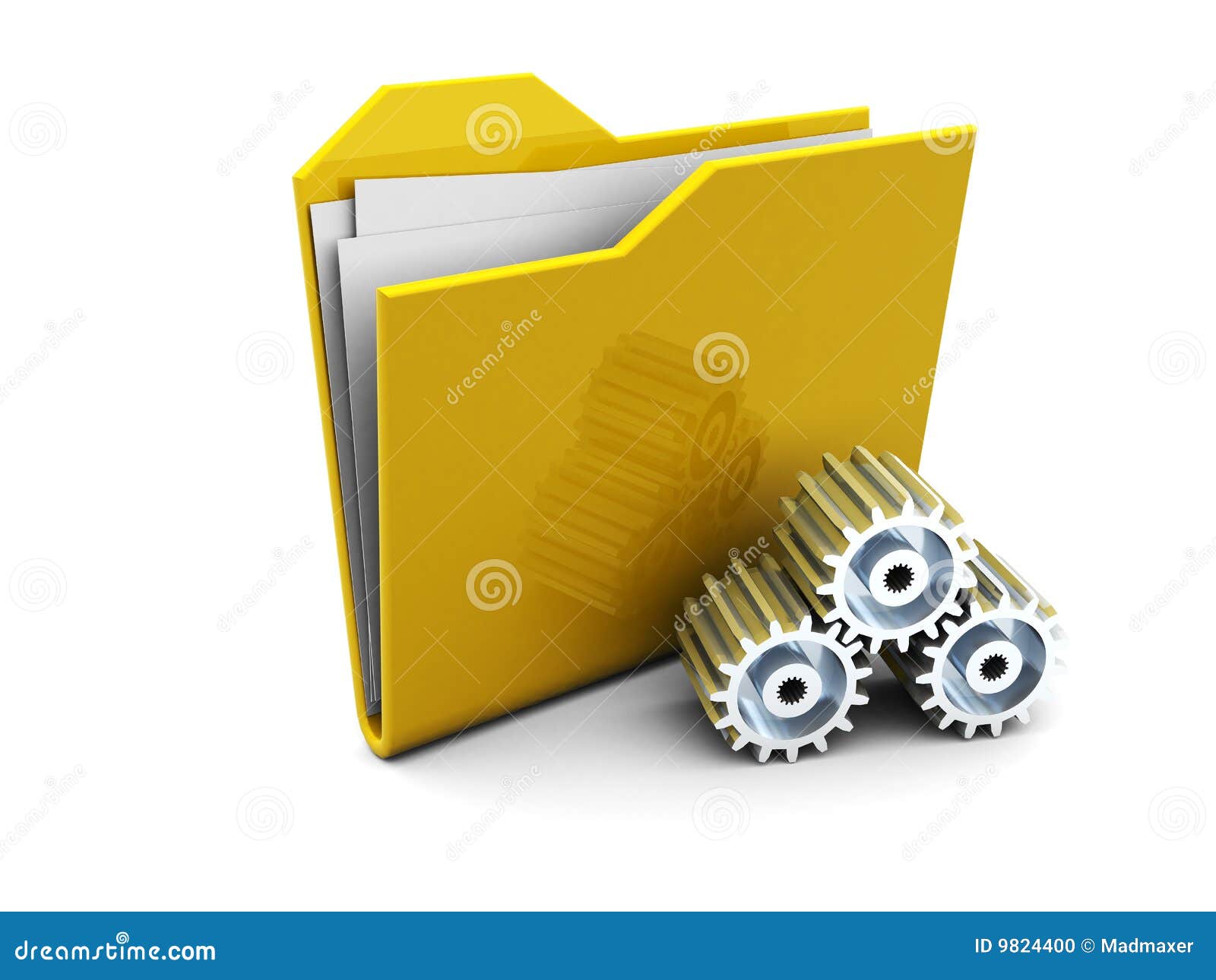 Folder Icon with Gear Wheels Stock Illustration - Illustration of site ...