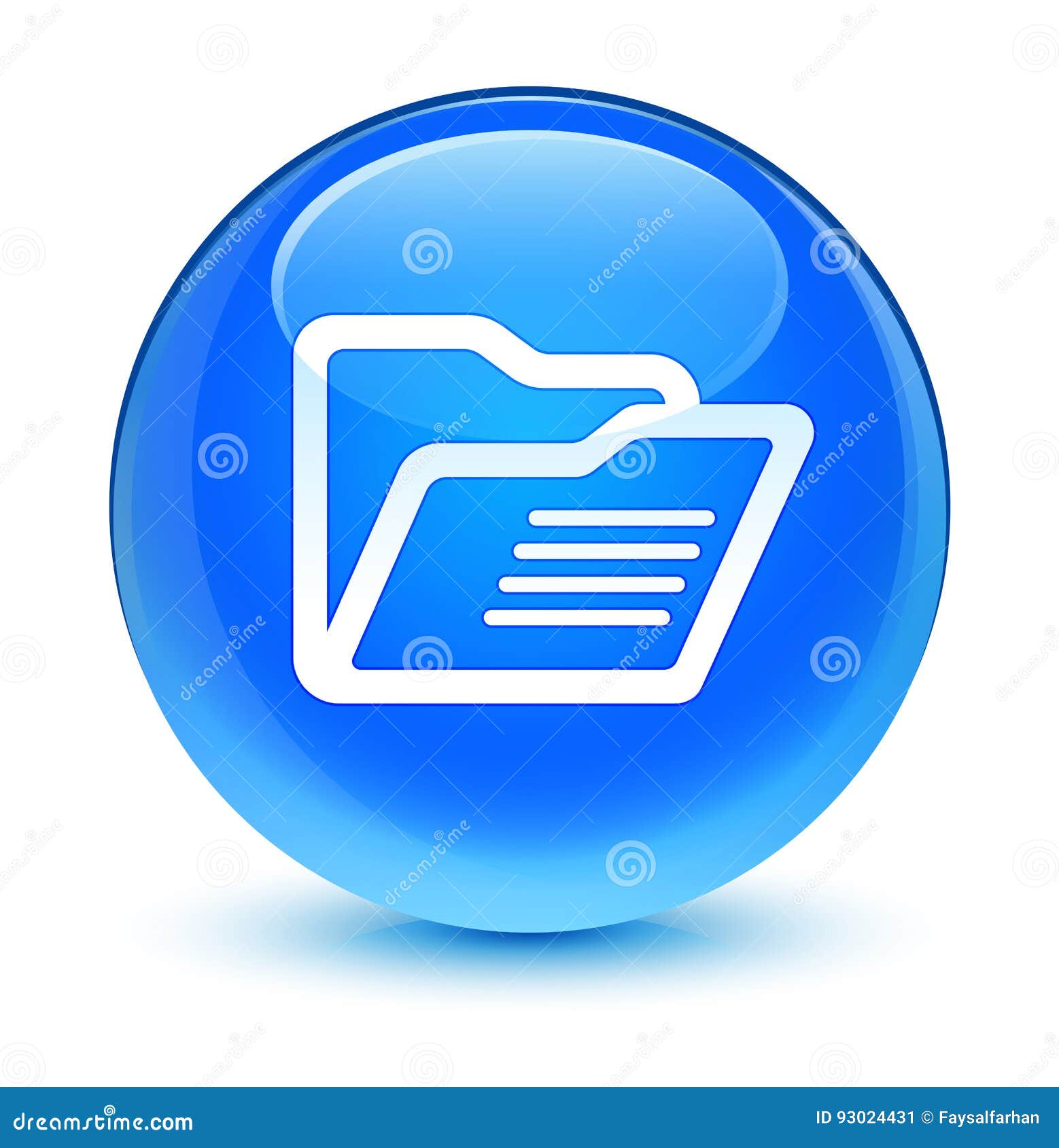 Folder Icon Glassy Cyan Blue Round Button Stock Illustration ...