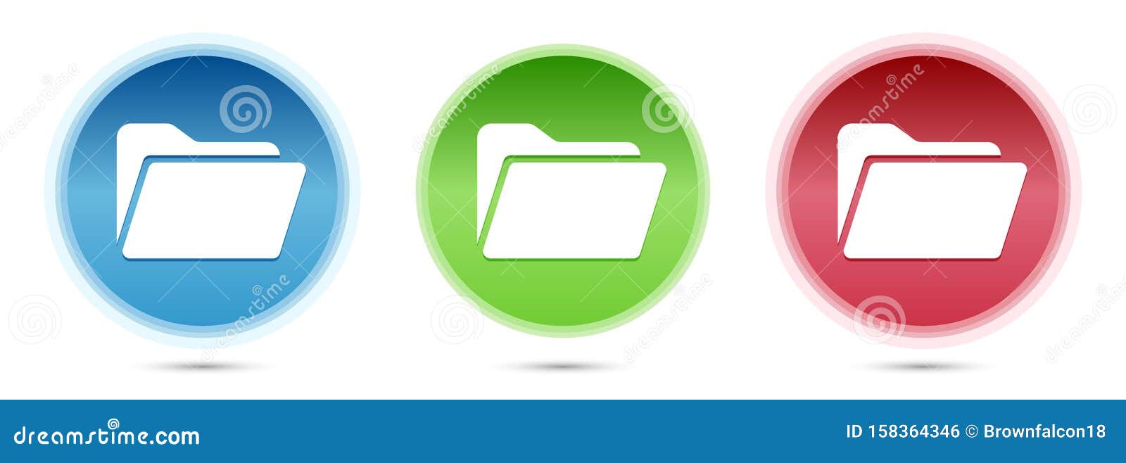 Folder Icon Glass Round Buttons Set Illustration Stock Vector ...