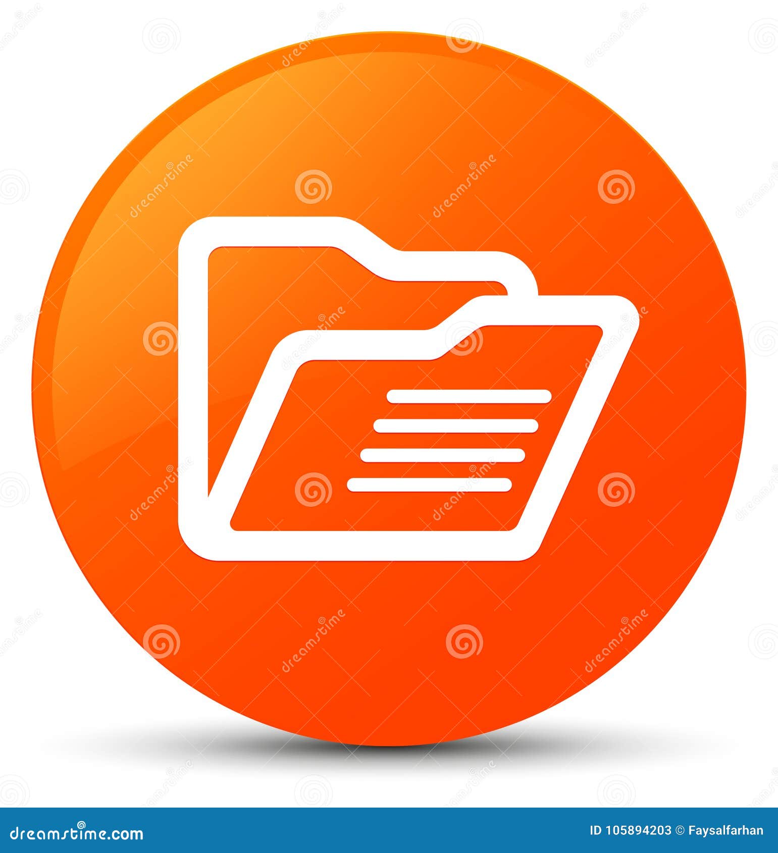 Folder Icon Orange Round Button Stock Illustration - Illustration of ...