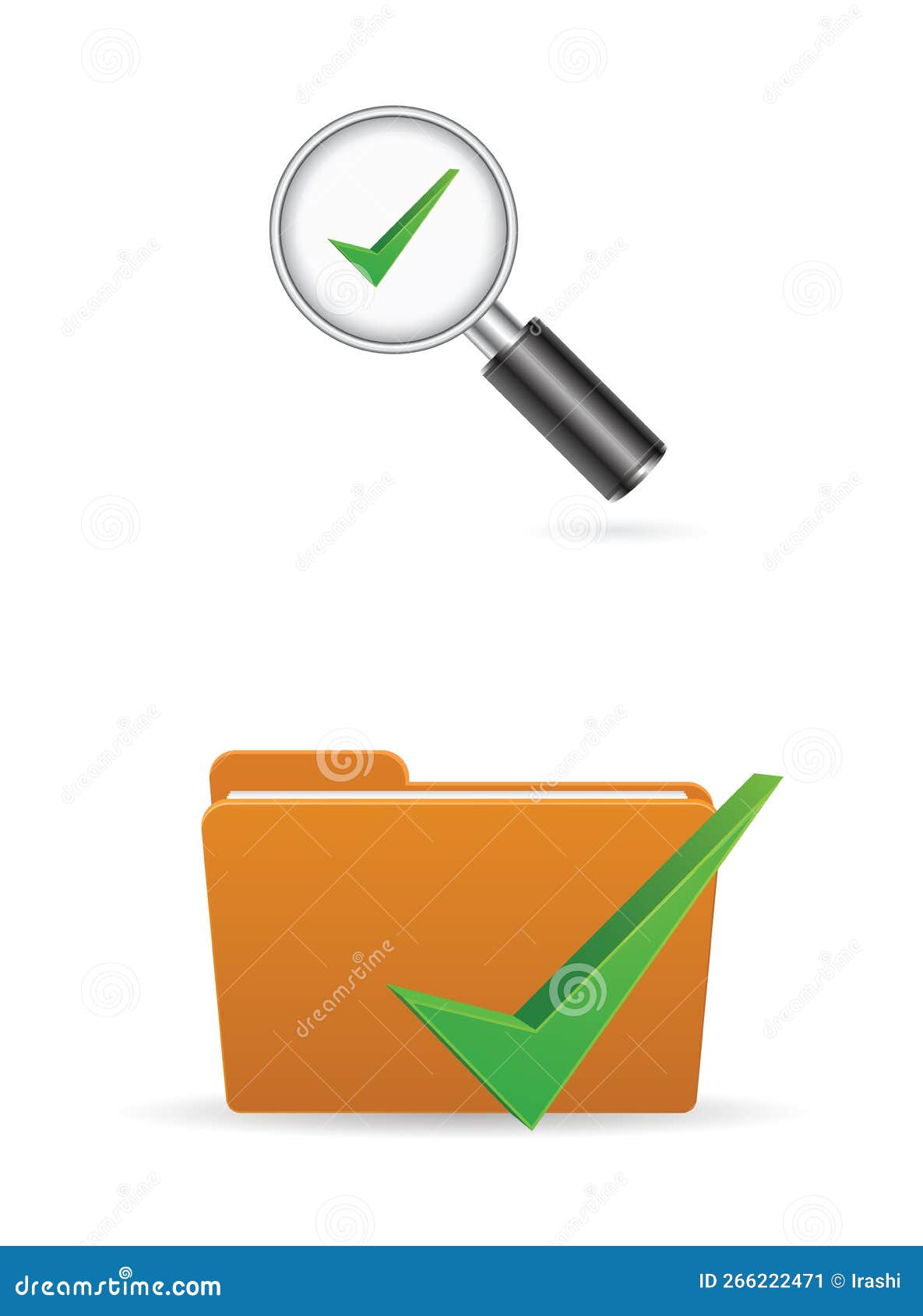 Folder Icon and Magnifying Glass with Check Mark Stock Vector ...