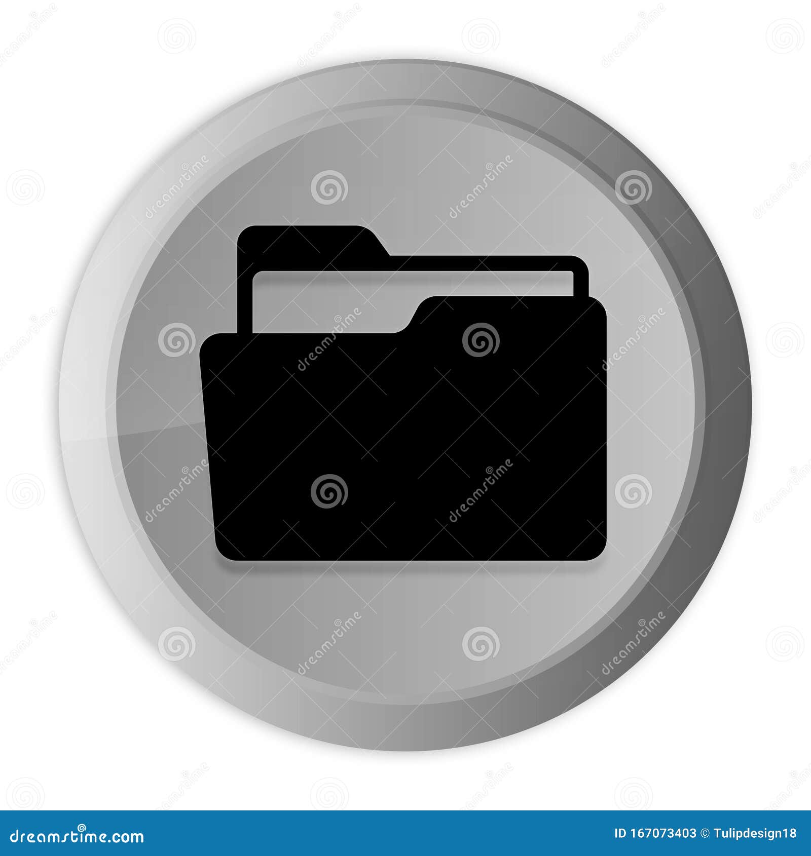 Folder Icon Metal Silver Round Button Metallic Design Circle Isolated ...