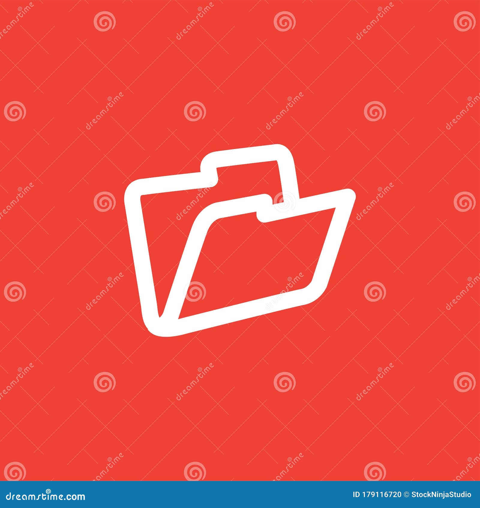 Folder Icon on Red Background. Red Flat Style Vector Illustration Stock ...