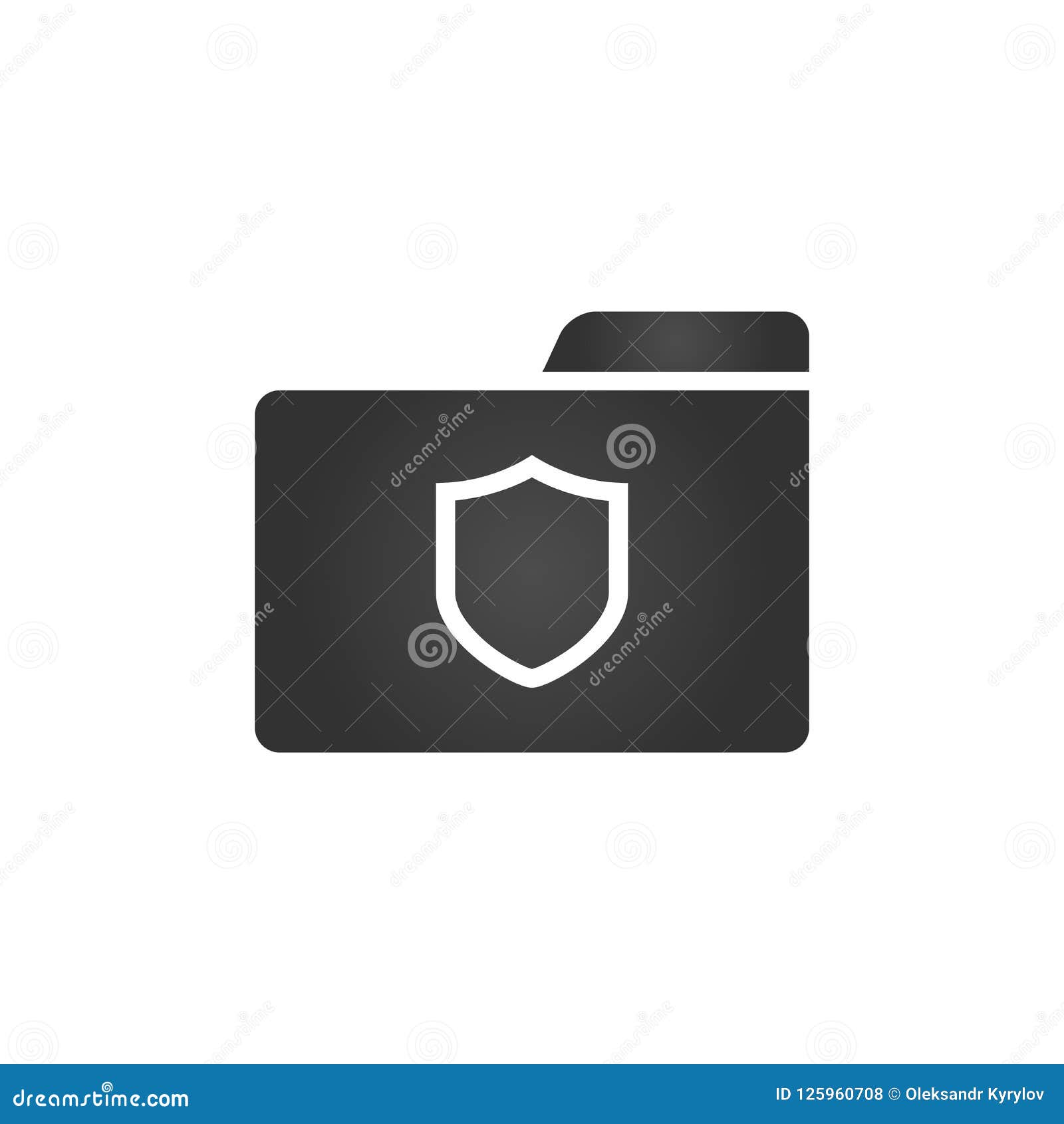 Folder Icon with Secrity Shield in Trendy Flat Style Isolated on White ...