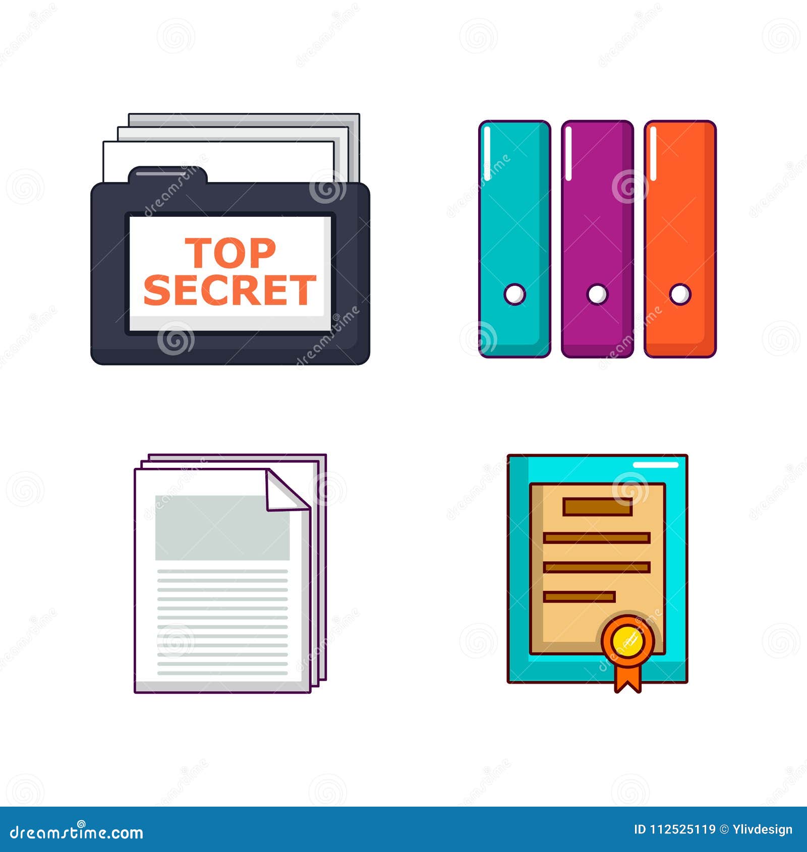 Folder Icon Set, Cartoon Style Stock Vector - Illustration of document ...