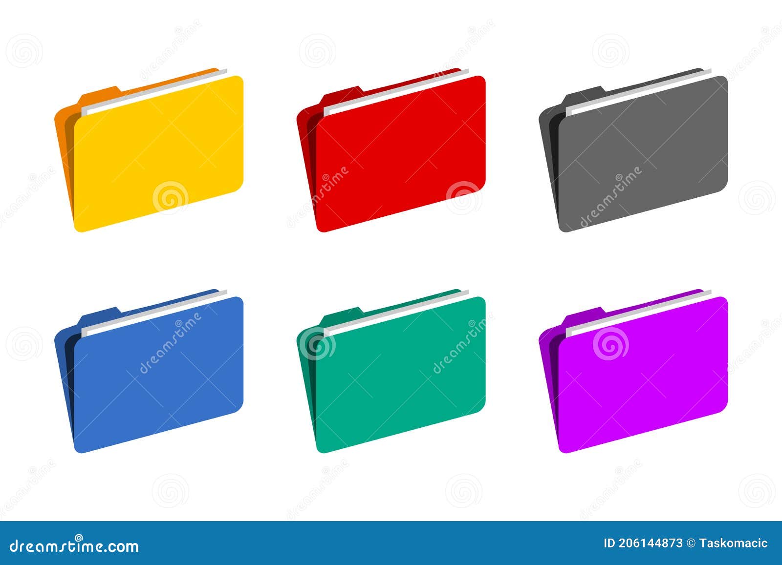 Folder Icon Set In Different Colors. Files In Folders Collection ...