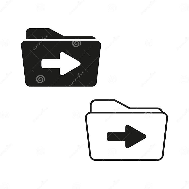 Folder Icon Set. File Directory Symbols. Forward Arrow Indication ...