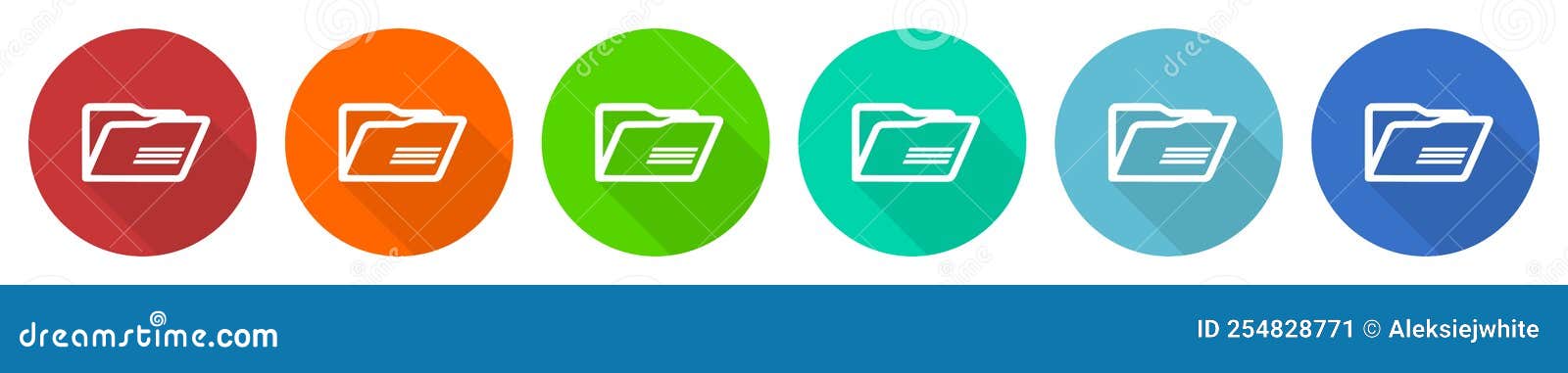 Folder Icon Set, Flat Design Vector Illustration in 6 Colors Options ...