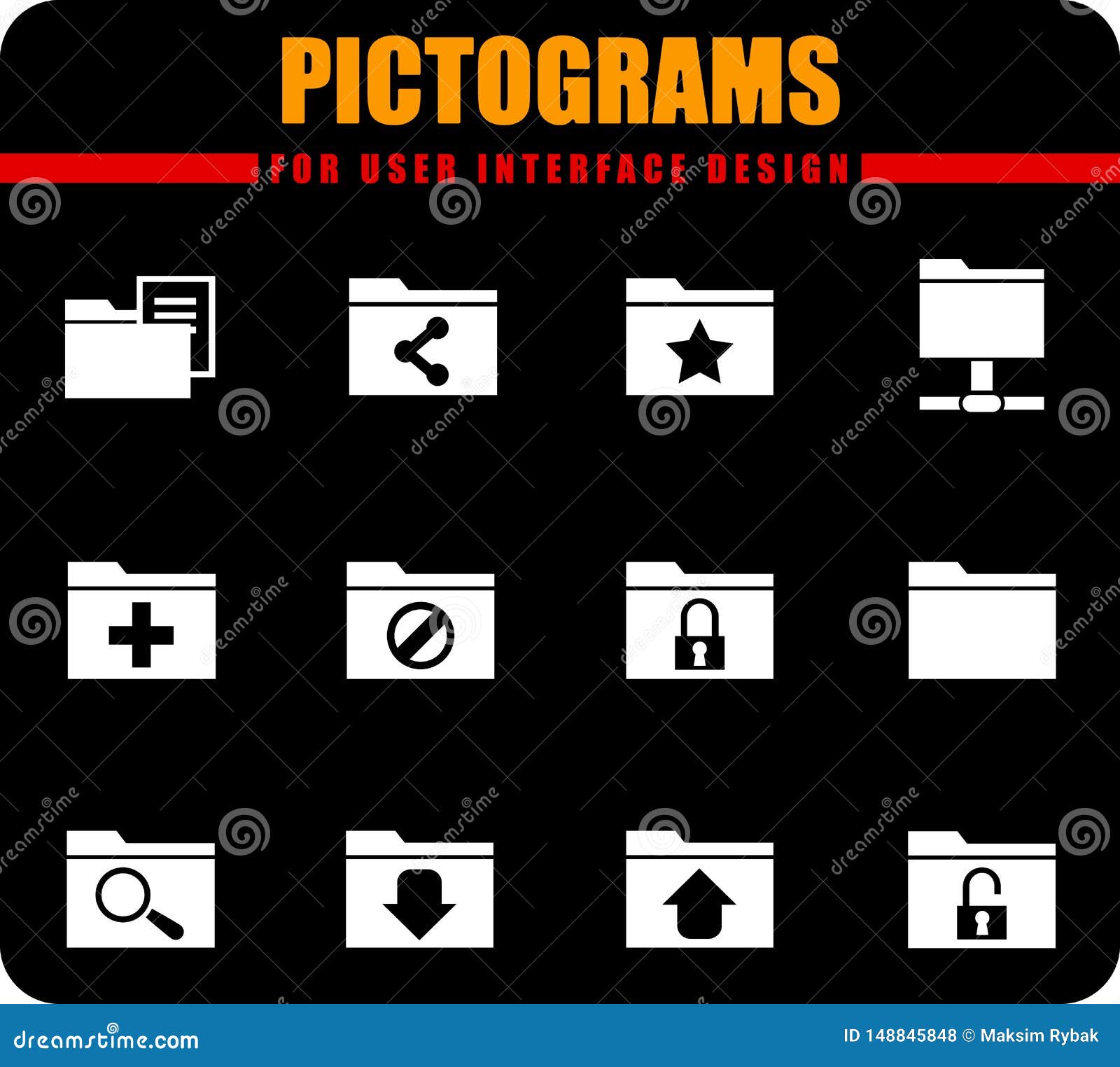 Folder icon set stock vector. Illustration of glass - 148845848
