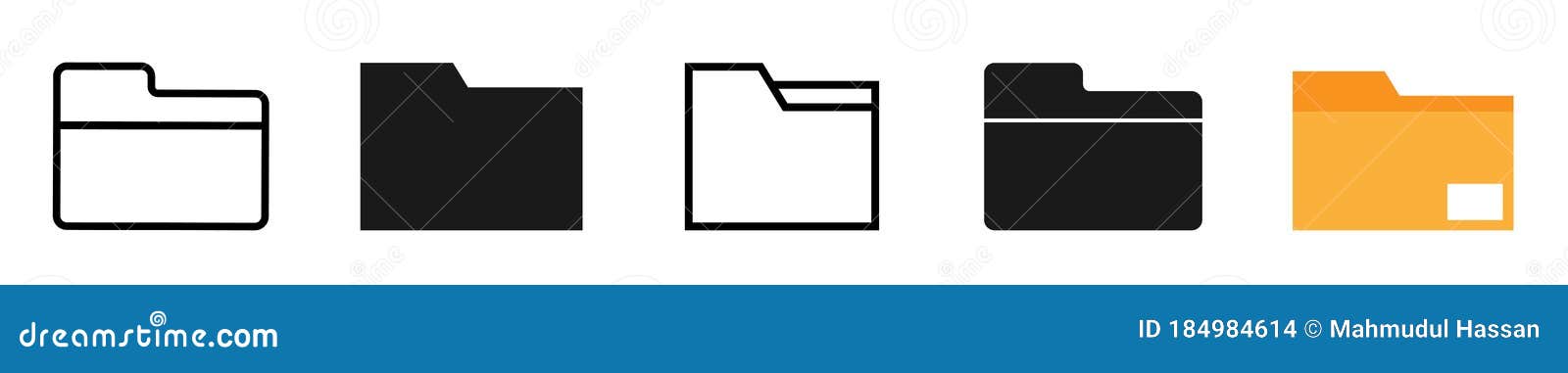 Folder Icon Set. Folder Sign Symbol Vector Illustration Stock Vector ...