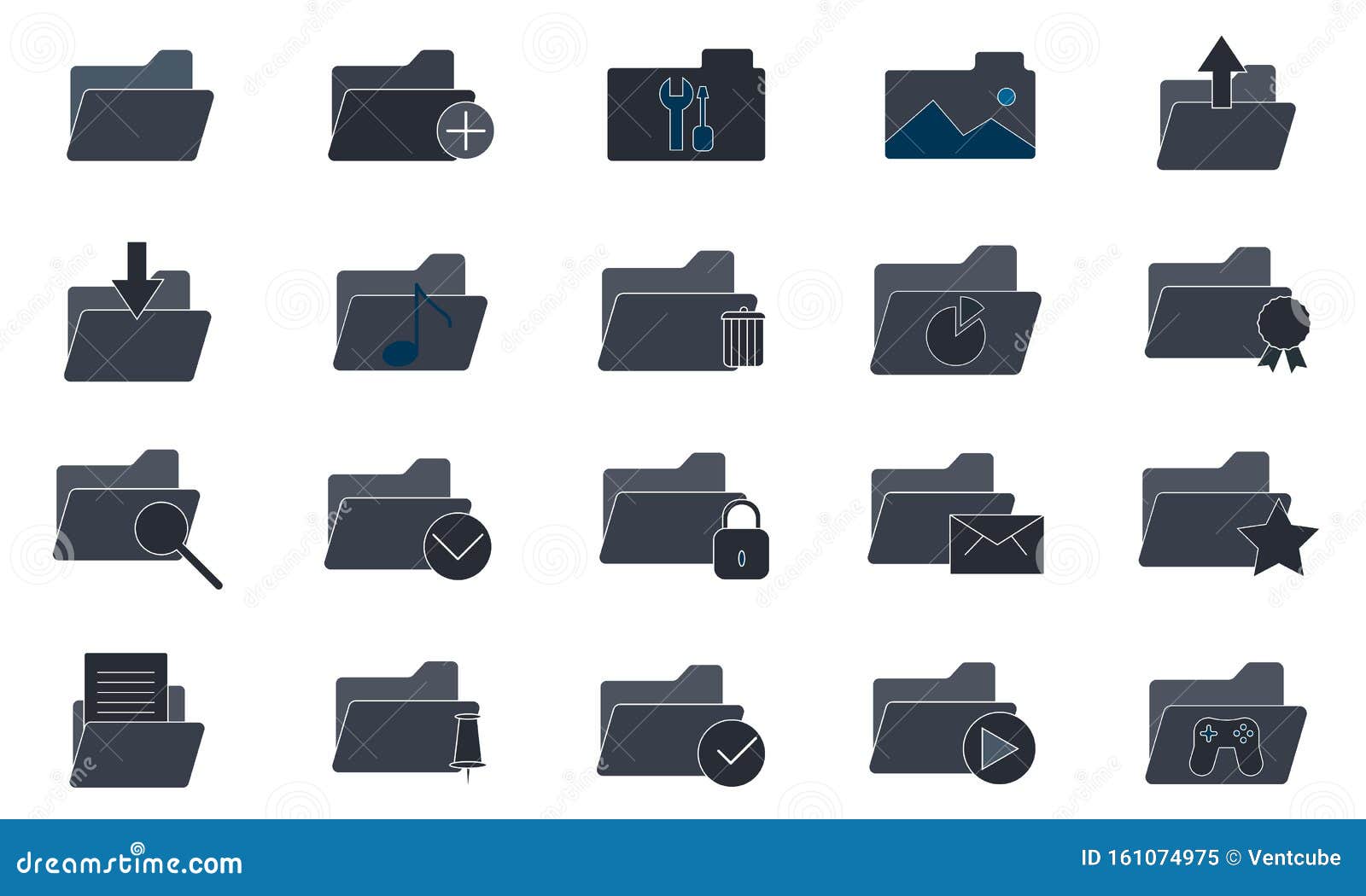 Folder Icon Set Vector Illustration. Flat Style Graphical Symbol. Can ...