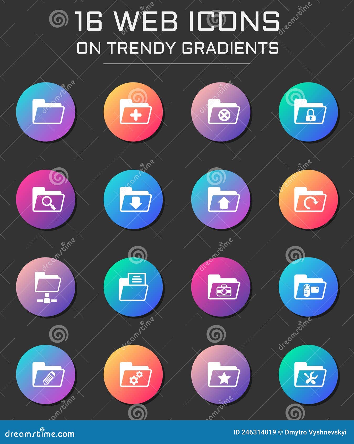 Folder Icon Set. Folder Web Icons Stock Vector - Illustration of ...