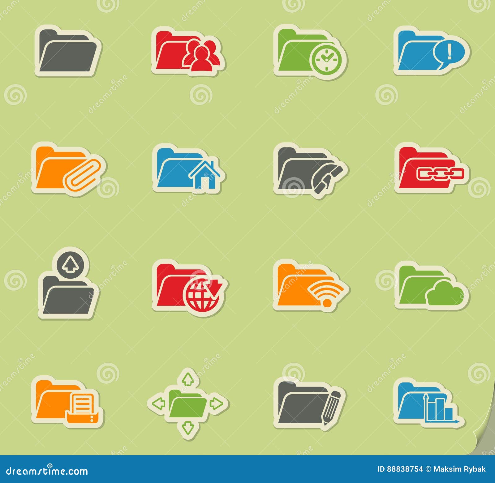 Folder icon set stock illustration. Illustration of paper - 88838754