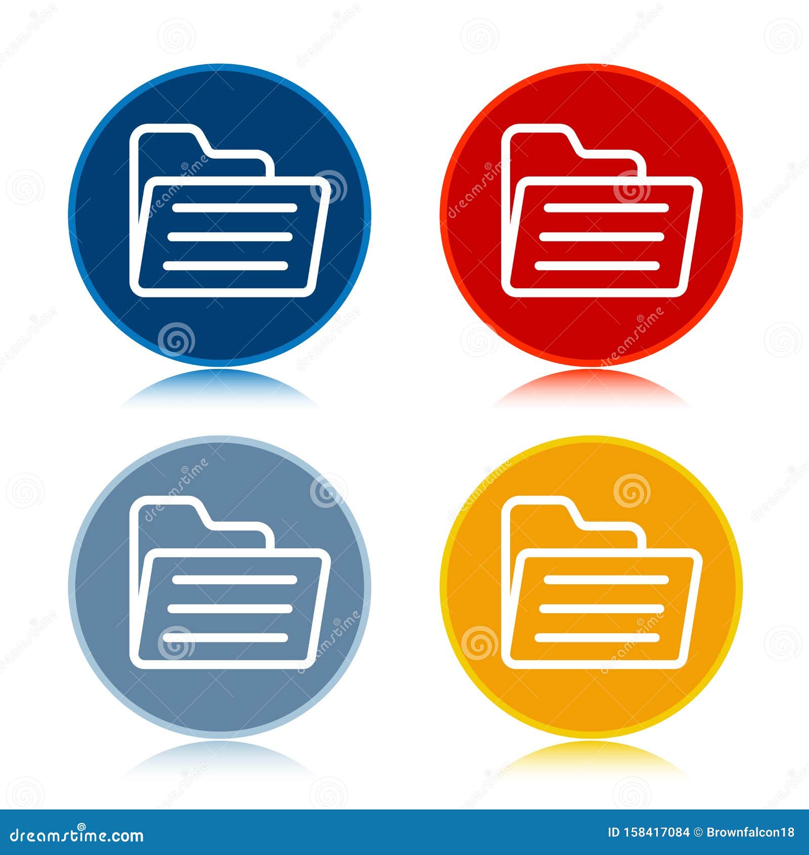 Folder Icon Trendy Flat Round Buttons Set Illustration Design Stock ...
