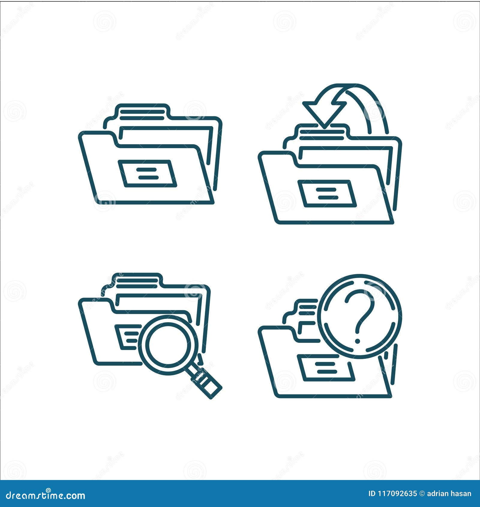 Folder Icon Vector Line Art Stock Vector - Illustration of decoration ...