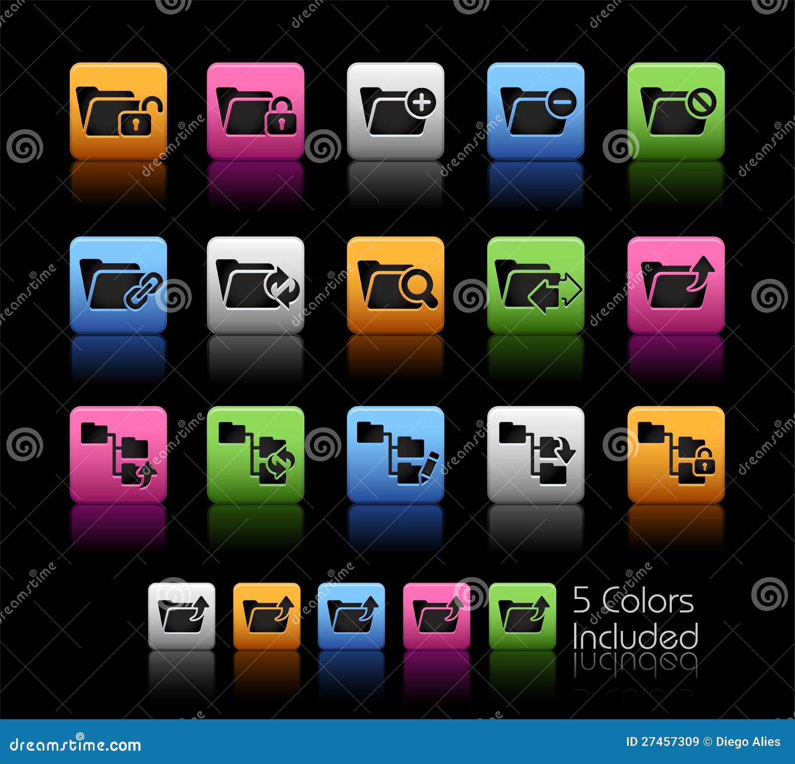 Folder Icons - 1 // Color Box Stock Vector - Illustration of paste ...