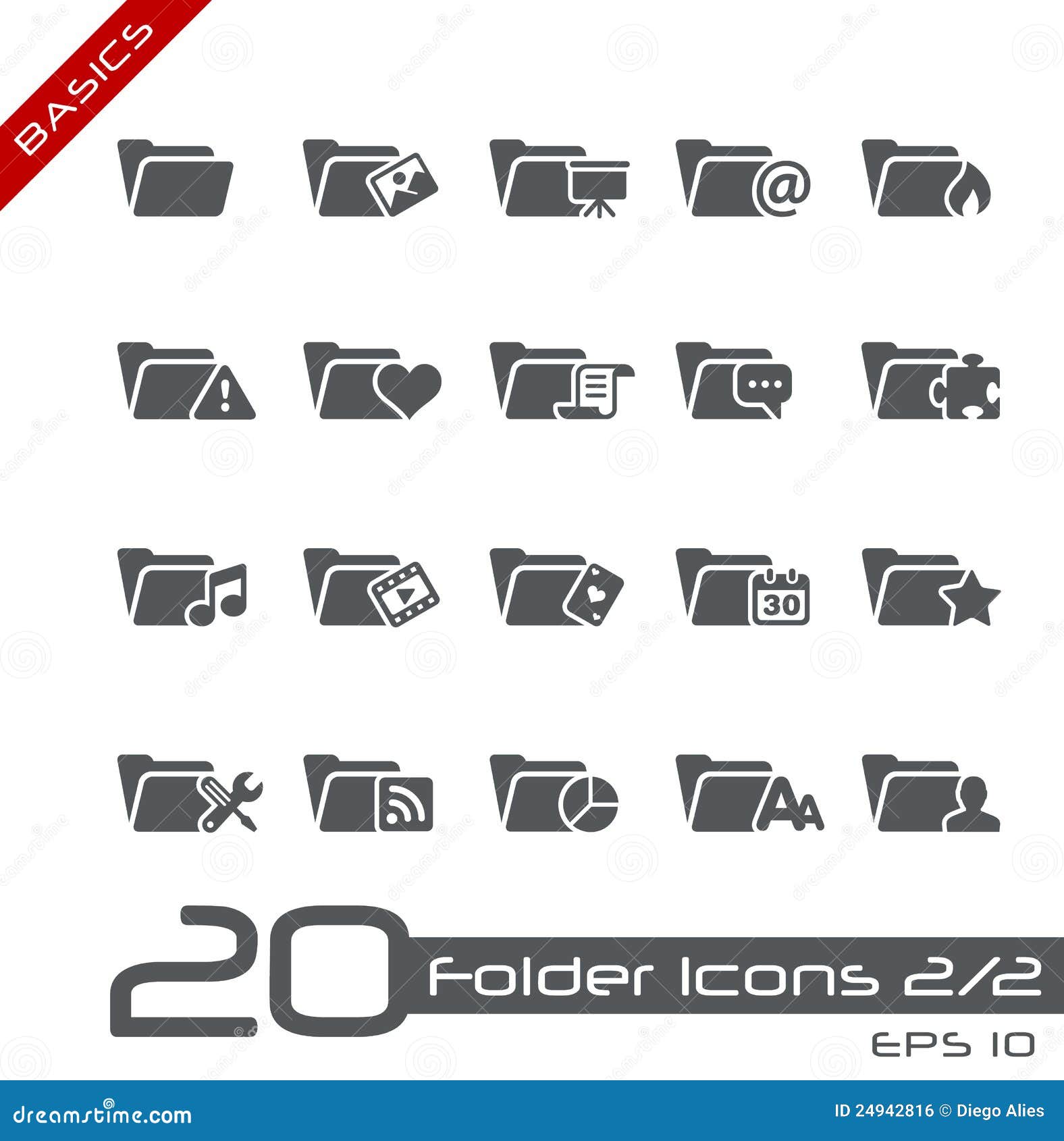 Folder Icons - 2 of 2 // Basics Stock Vector - Illustration of agenda ...