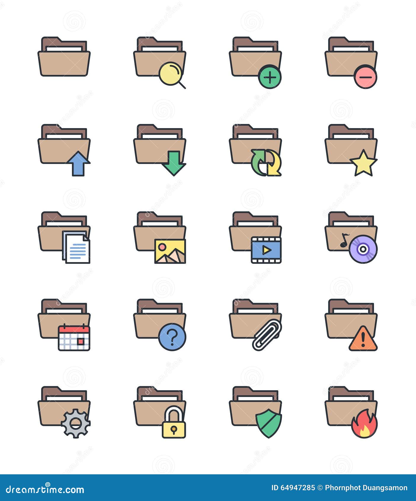 Folder Icons, Color Set - Vector Illustration Stock Vector ...