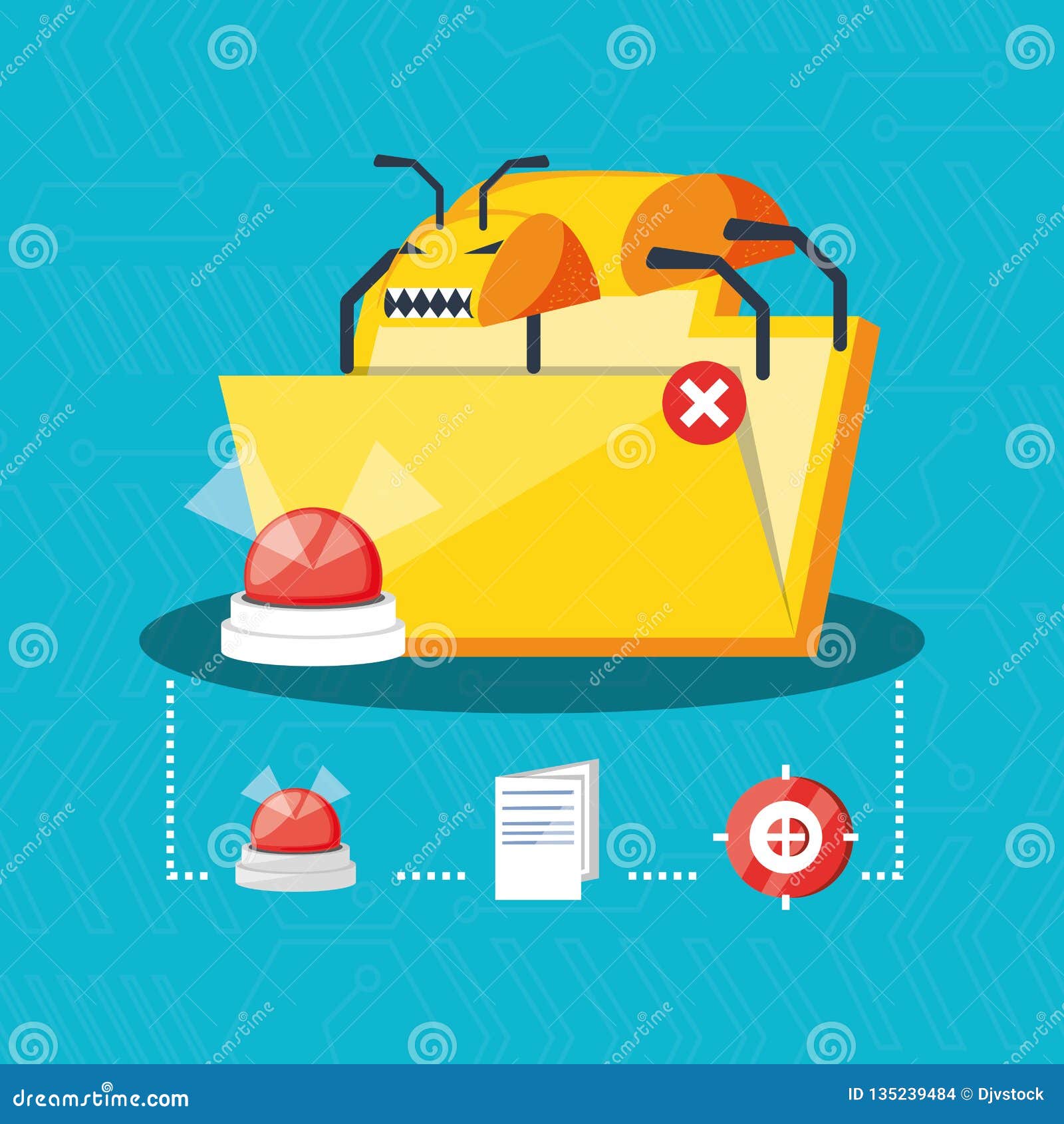 Folder with Icons Cyber Security Stock Vector - Illustration of ...