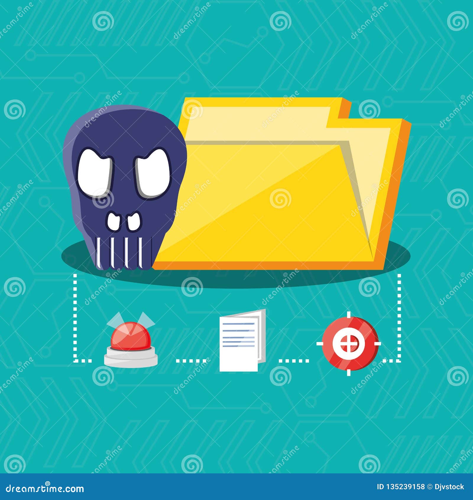 Folder with Icons Cyber Security Stock Vector - Illustration of ...