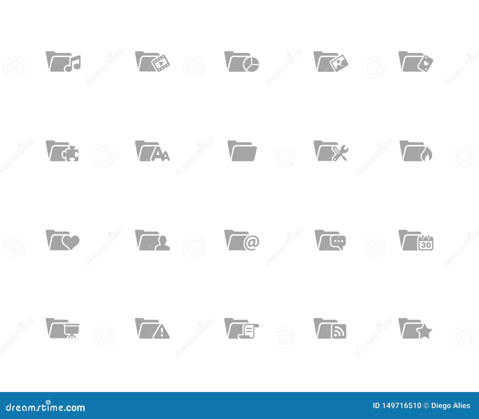 Folder Icons - 2 of 2 // 32 Pixels Icons White Series Stock Vector ...