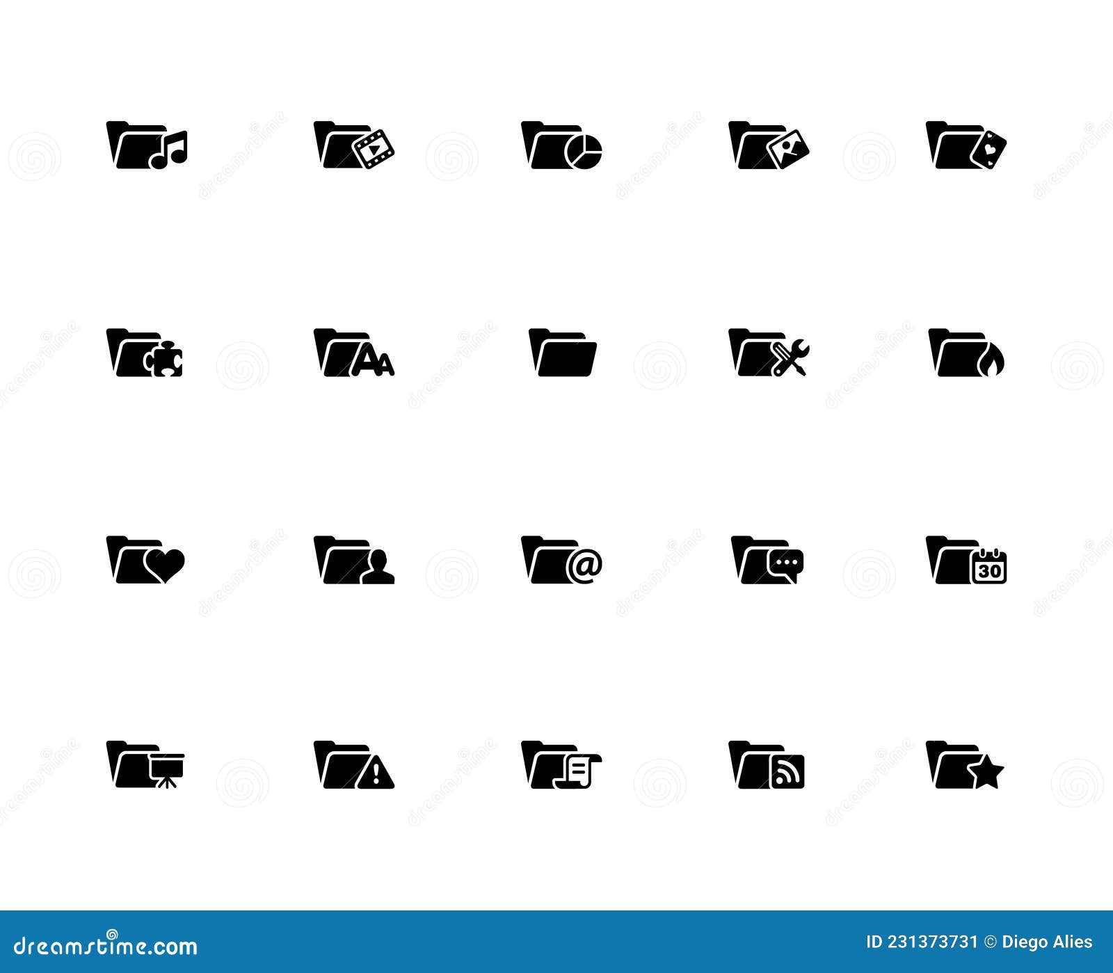 Folder Icons - 2 of 2 // 32 Pixels Icons White Series Stock Vector ...