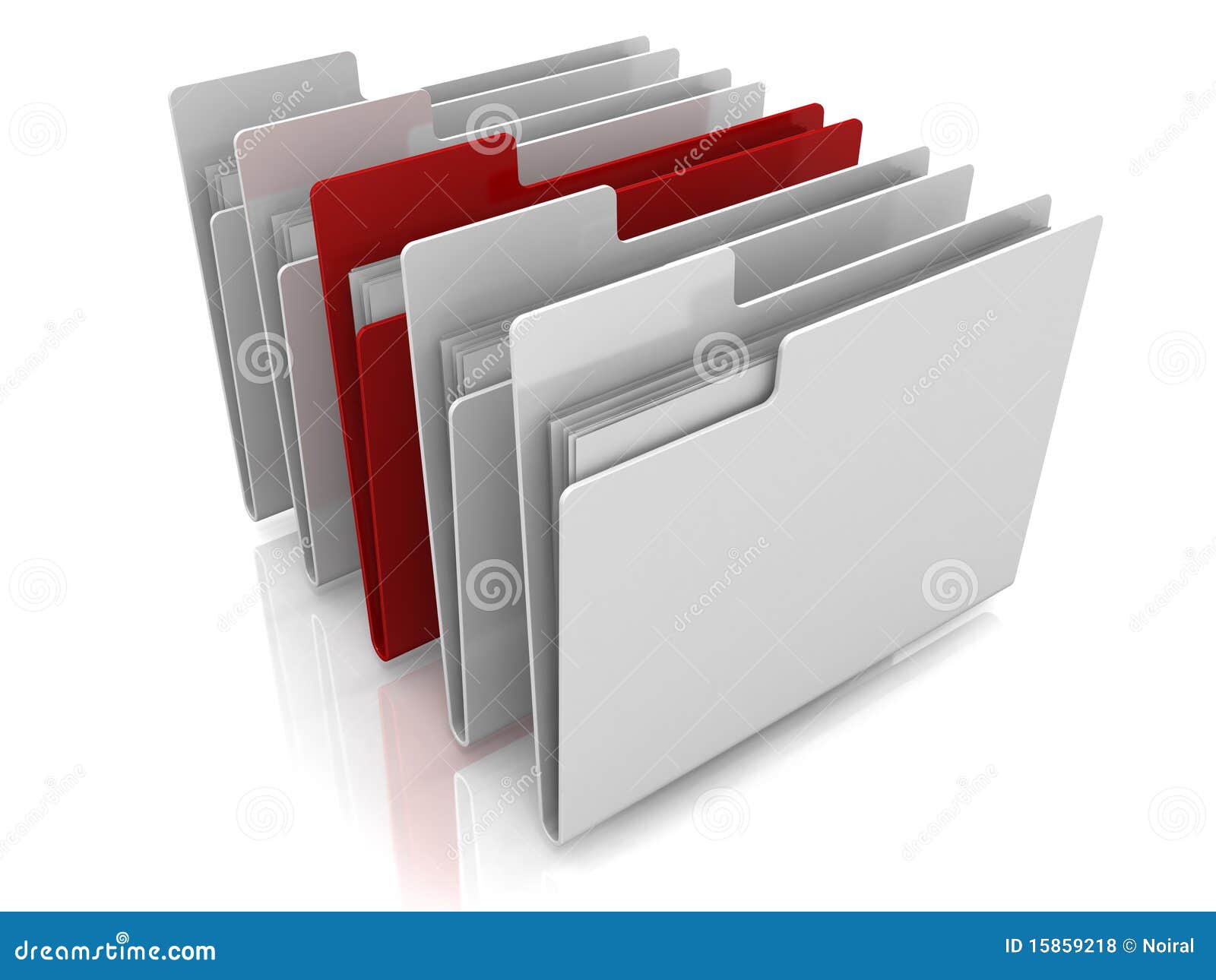 Folder Icons Row with One Selected Stock Illustration - Illustration of ...