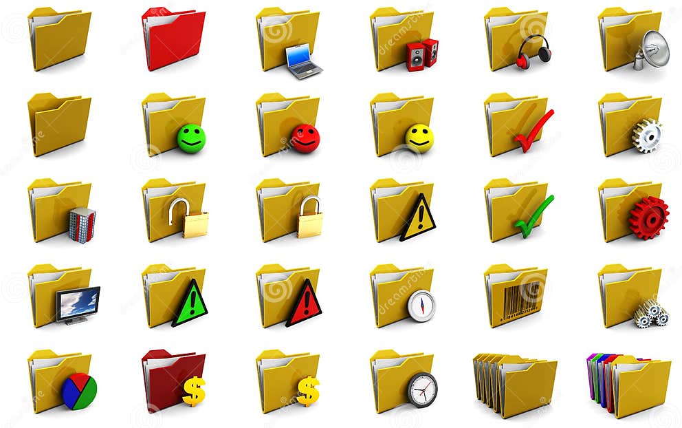Folder icons set stock illustration. Illustration of sign - 10465583