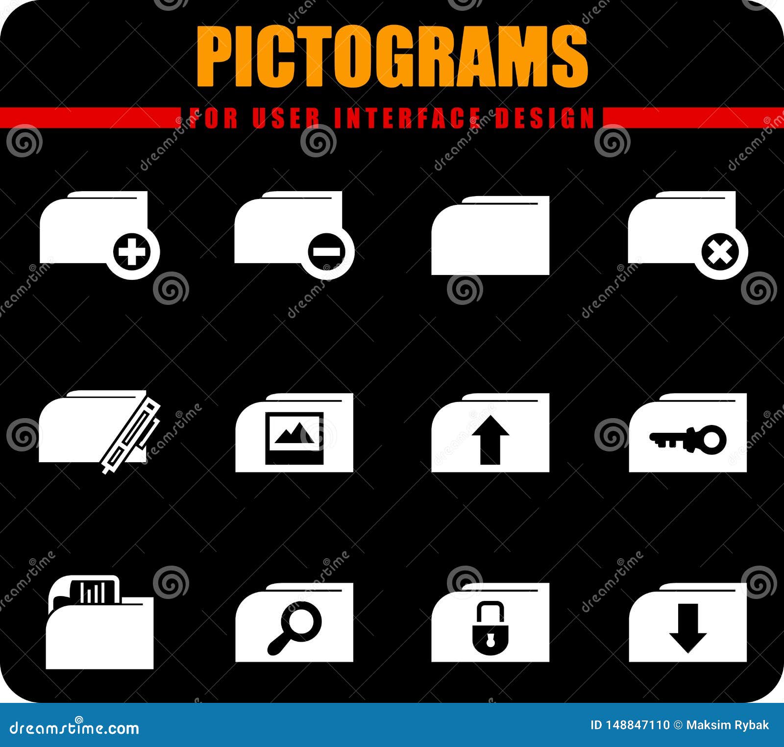 Folder icons set stock vector. Illustration of folder - 148847110