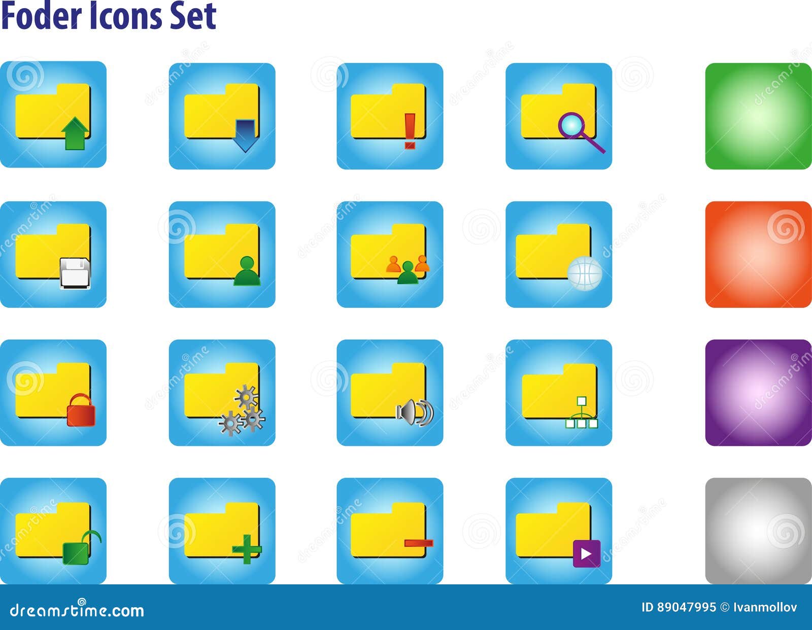 Folder Icons Set stock vector. Illustration of file, page - 89047995