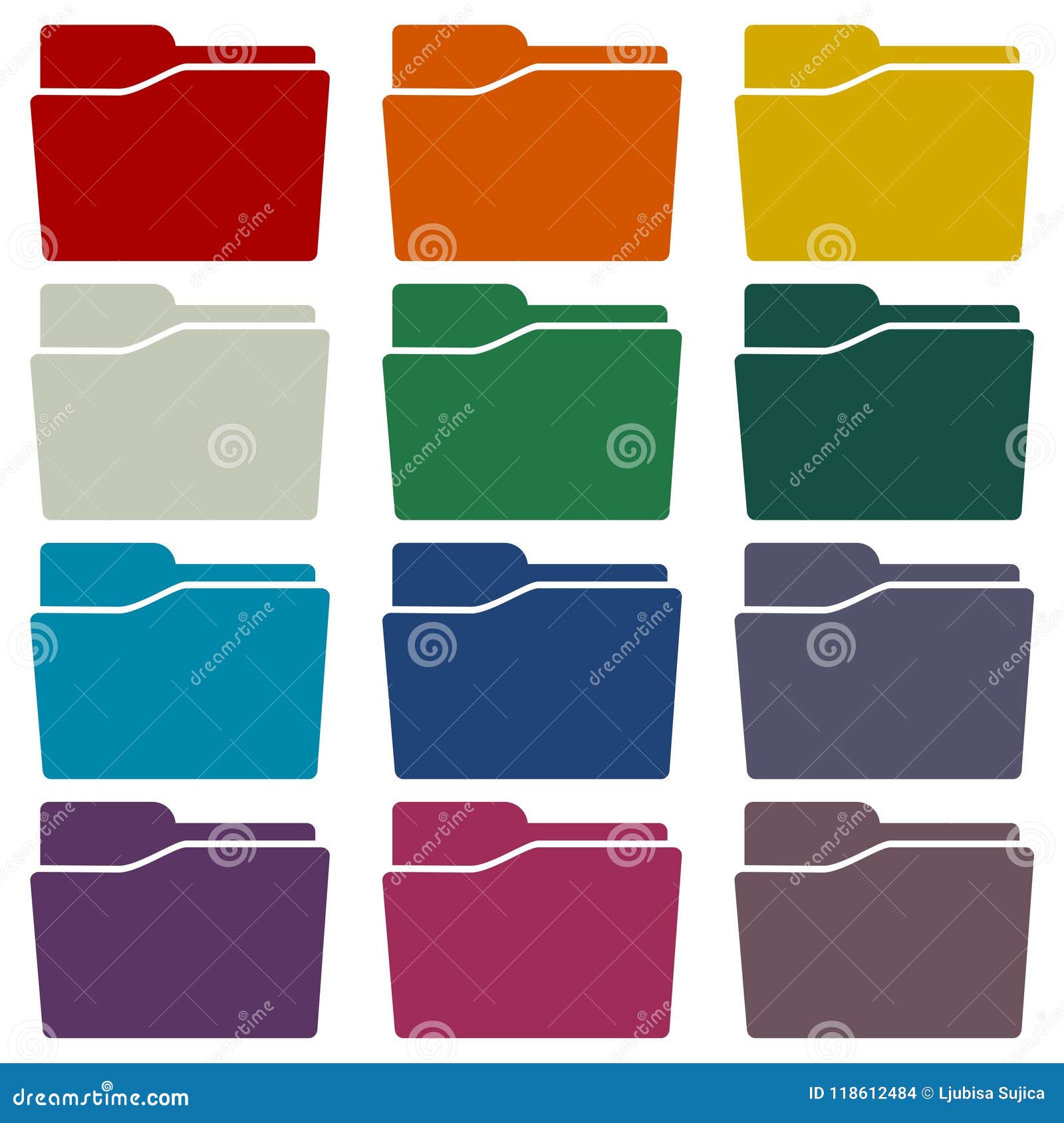 Folder icons set stock vector. Illustration of archive - 118612484