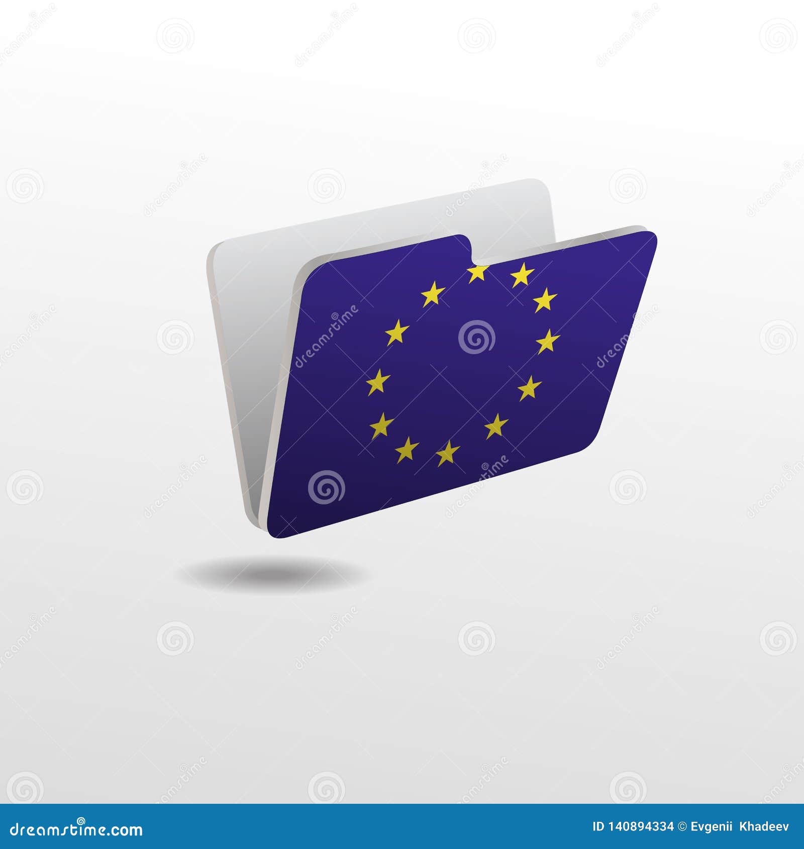 Folder with the Image of the Flag of European Union Stock Illustration ...