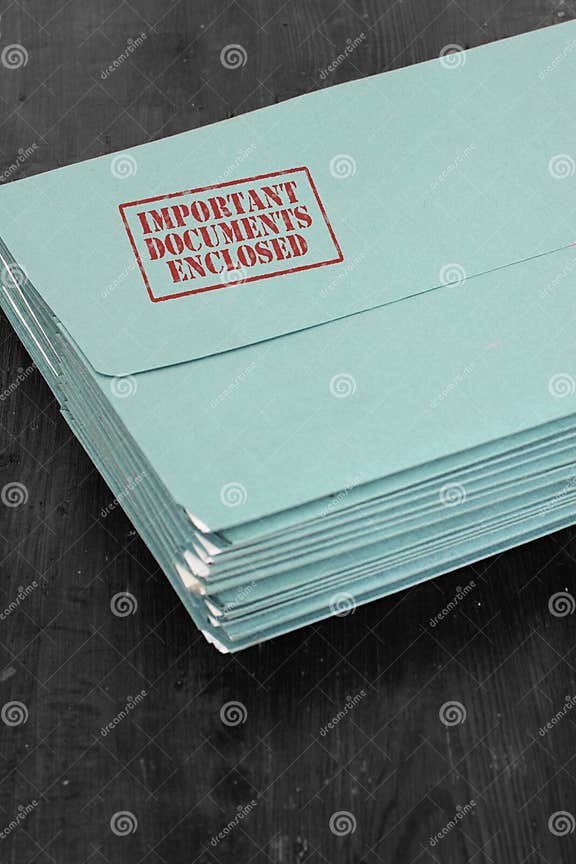 Folder Important Documents Enclosed Stock Photo - Image of stack ...
