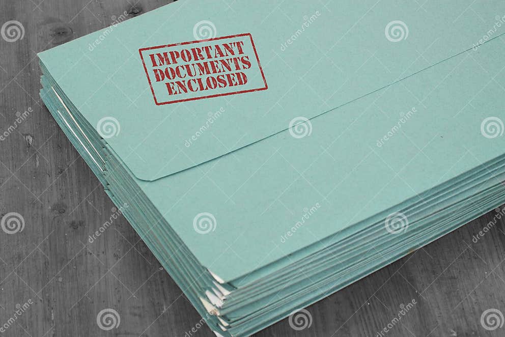 Folder Important Documents Enclosed Stock Image - Image of stamped ...