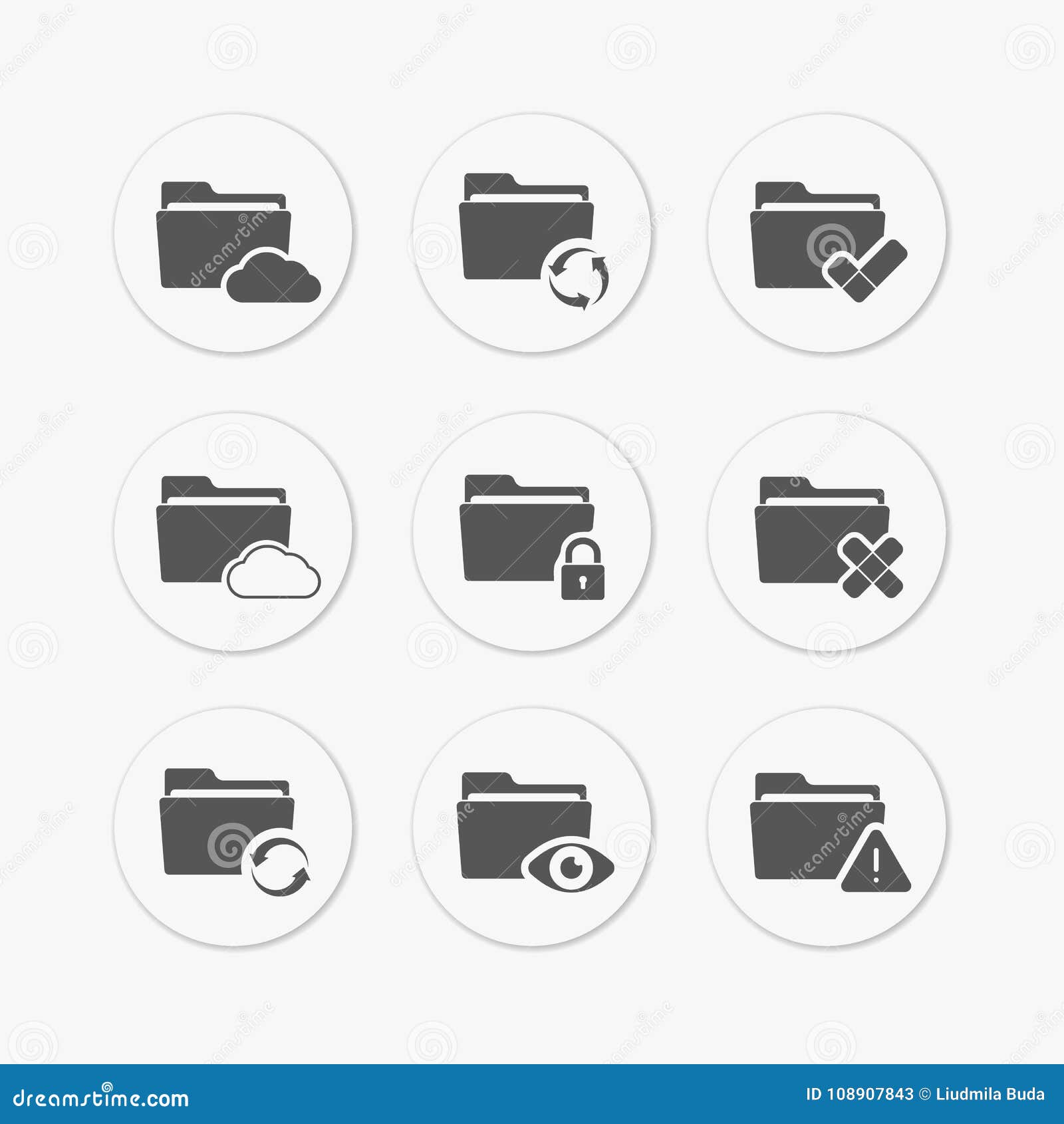 Folder Indicators Icons Set Stock Vector - Illustration of lock, icon ...