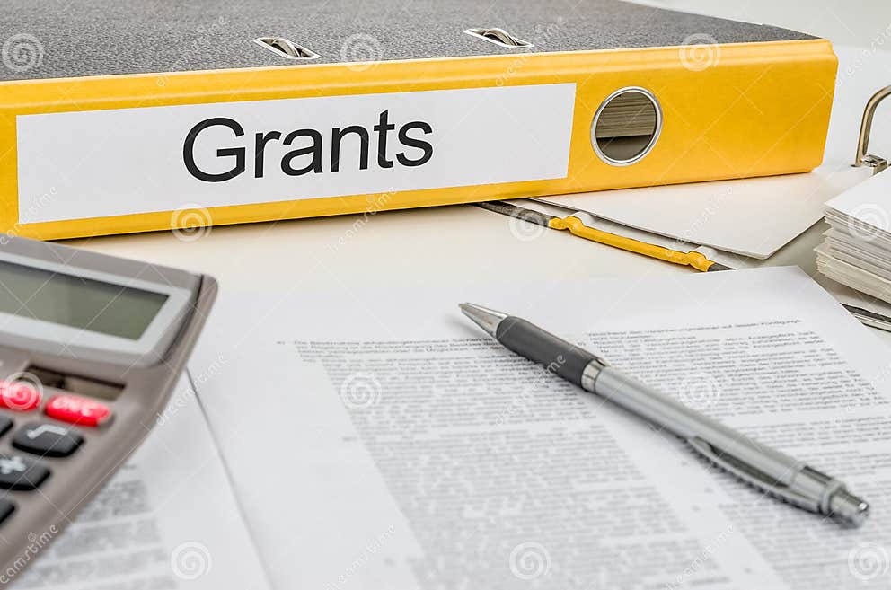 A Folder with the Label Grants Stock Photo - Image of folders, folder ...
