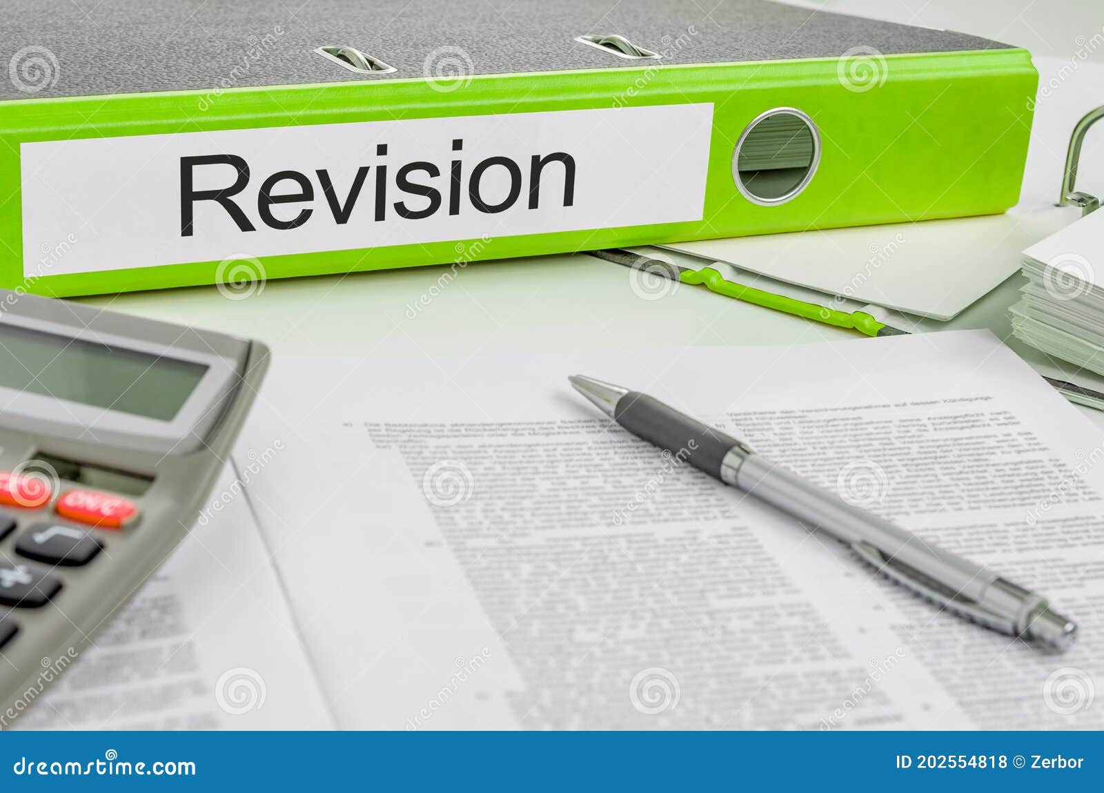 Folder with the Label Revision Stock Photo - Image of revision, archive ...