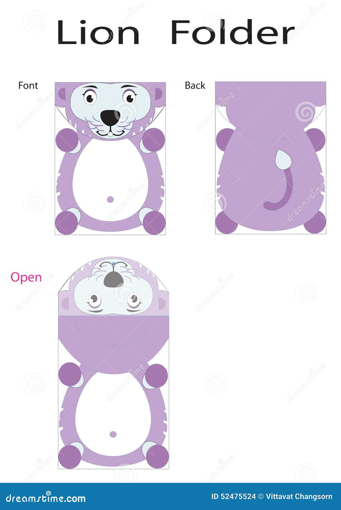 Folder lion stock vector. Illustration of animal, envelope - 52475524